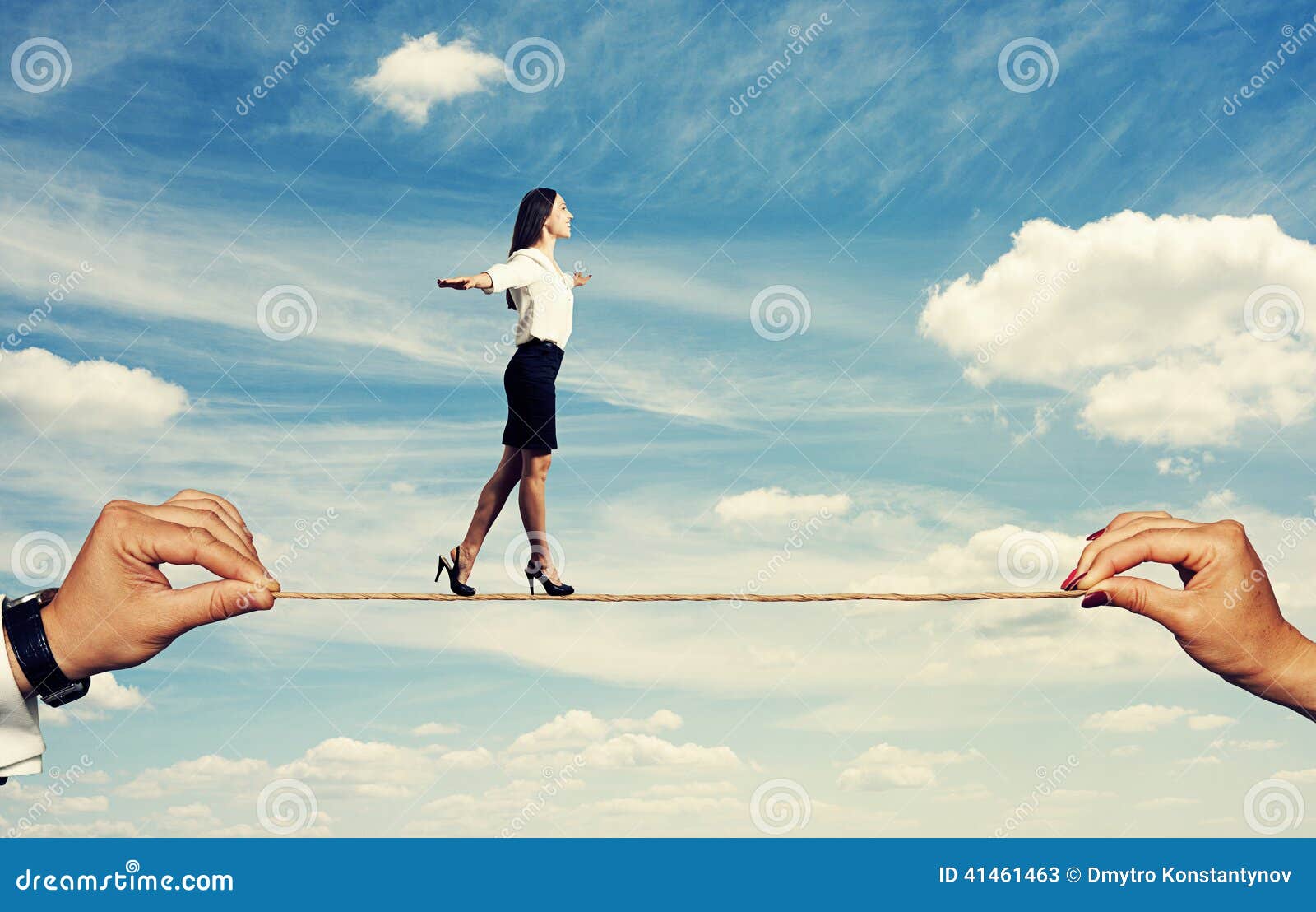 Smiley Woman Walking on the Rope Stock Image - Image of risky, adult ...