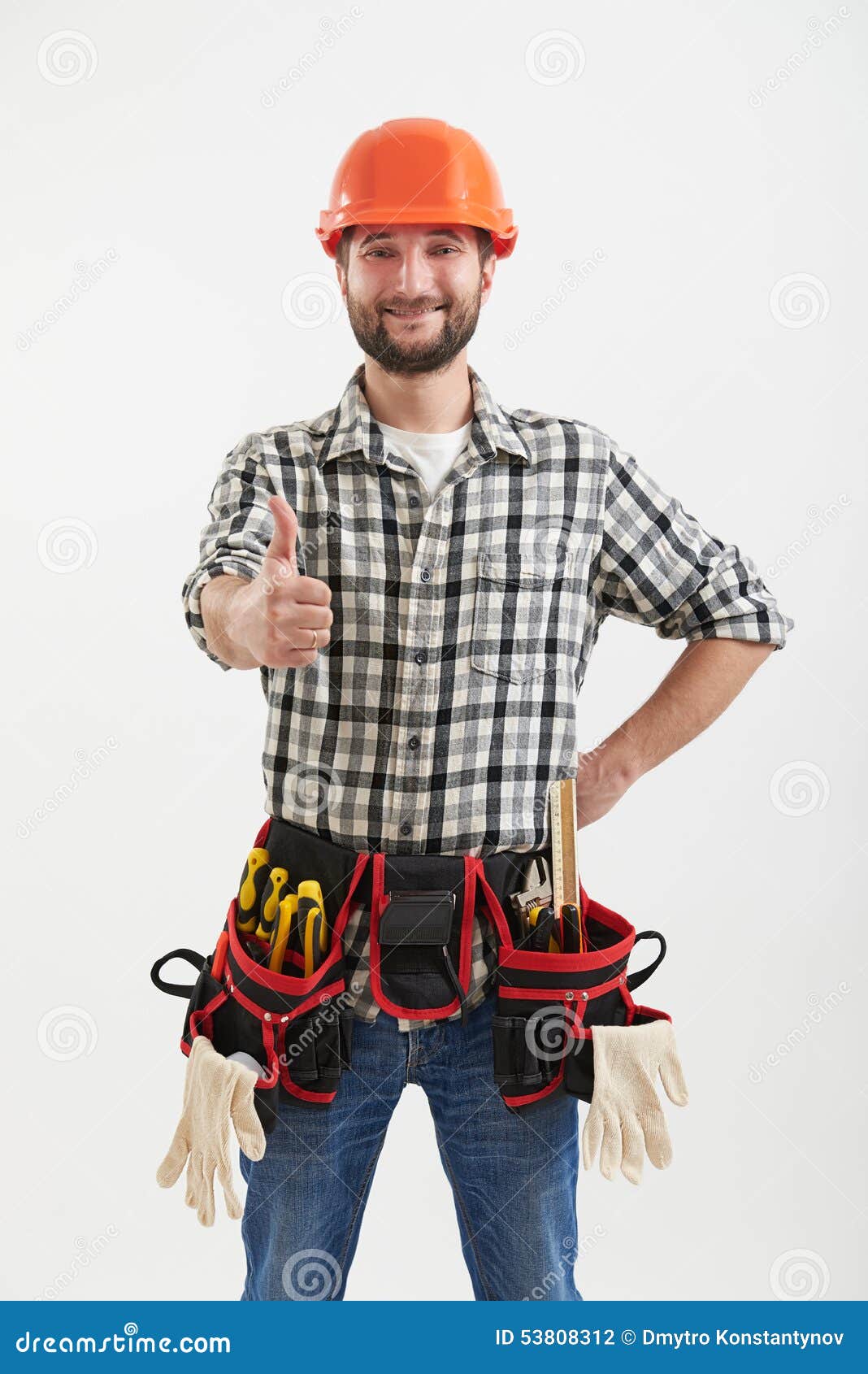 Smiley workman with tools stock photo. Image of sign - 53808312