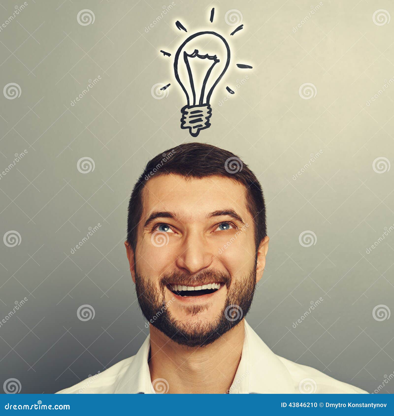 Smiley Young Man Looking Up Stock Photo - Image of brainstorm ...