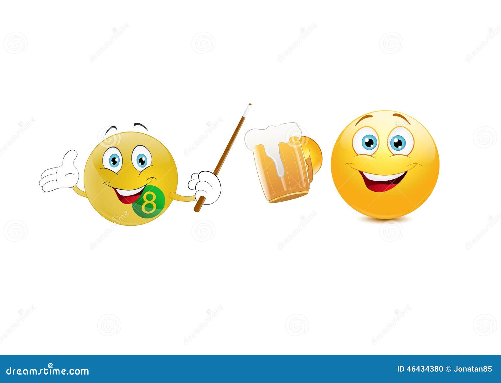 Smileybier und -billard vektor abbildung. Illustration von glücklich ...