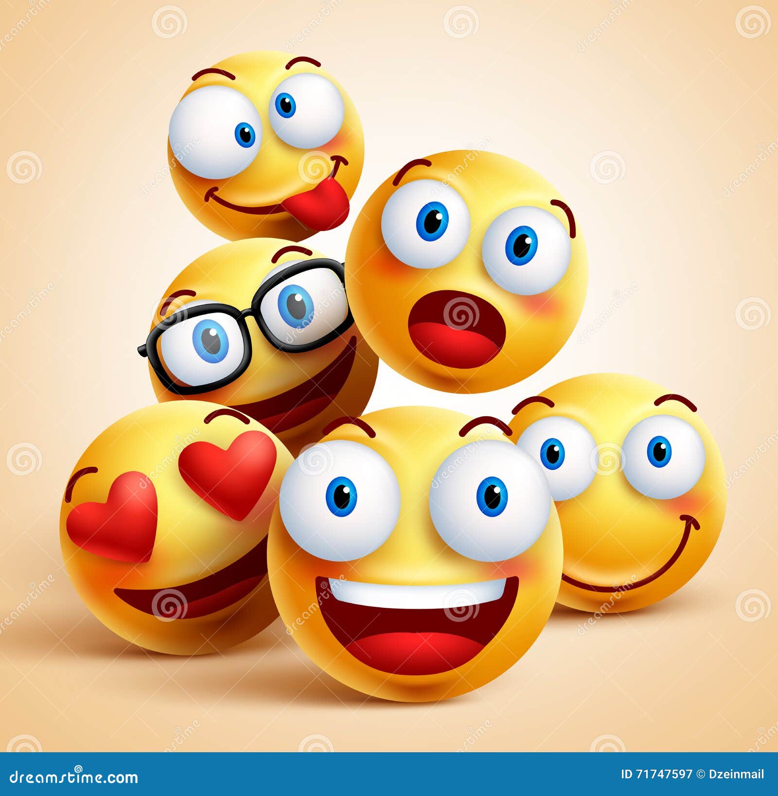 Smileyframsidagrupp Av Vektoremoticontecken Med Roliga Ansiktsuttryck ...