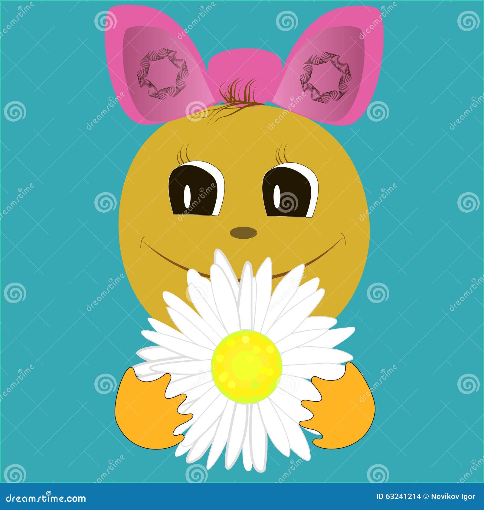 Smileygesicht mit Blume vektor abbildung. Illustration von kunst - 63241214