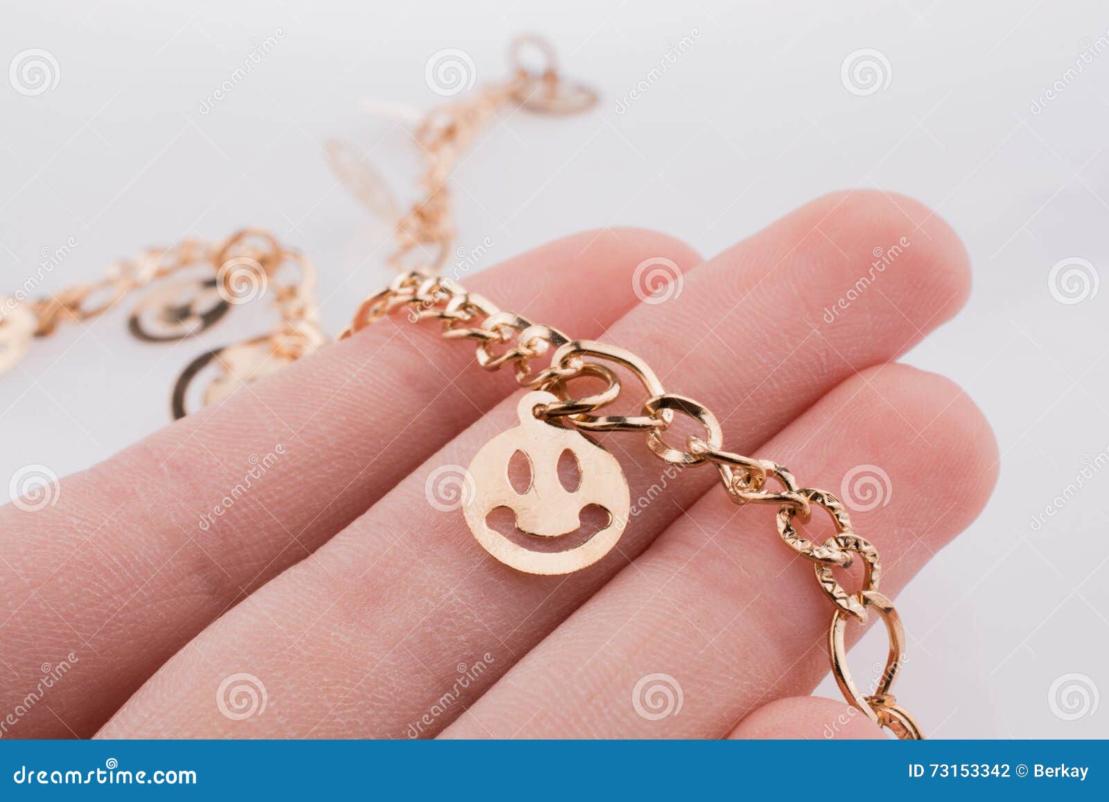 Smileys on a chain in hand stock illustration. Illustration of happy ...