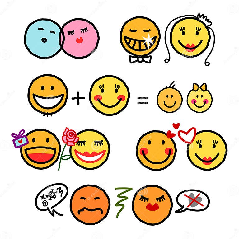 Smileys couples stock vector. Illustration of yellow, icons - 6753687