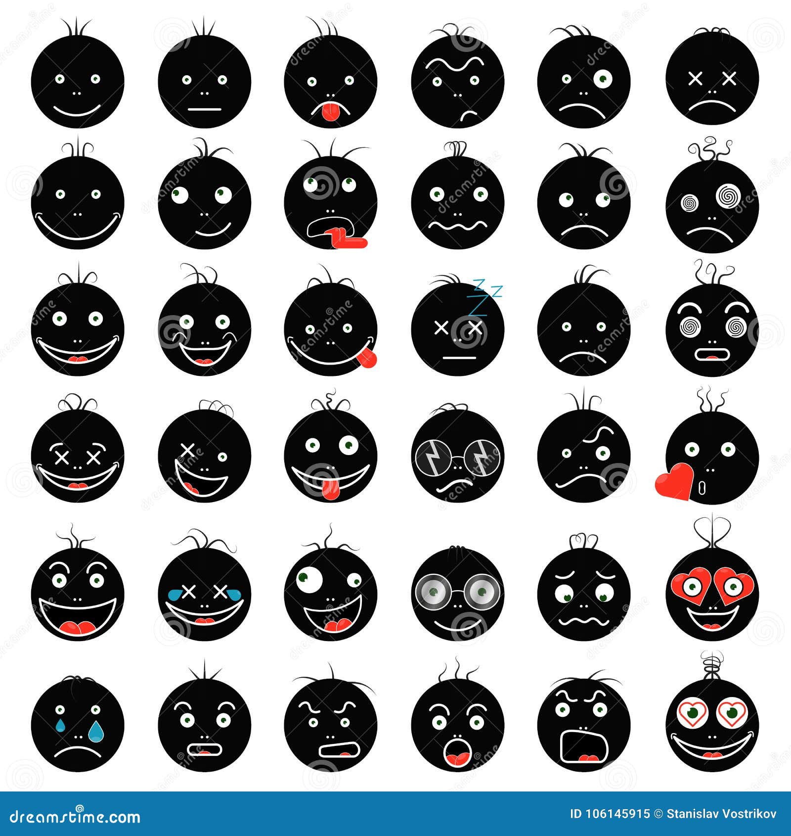 Black Smileys Stars Set Vector Illustration | CartoonDealer.com #53112192