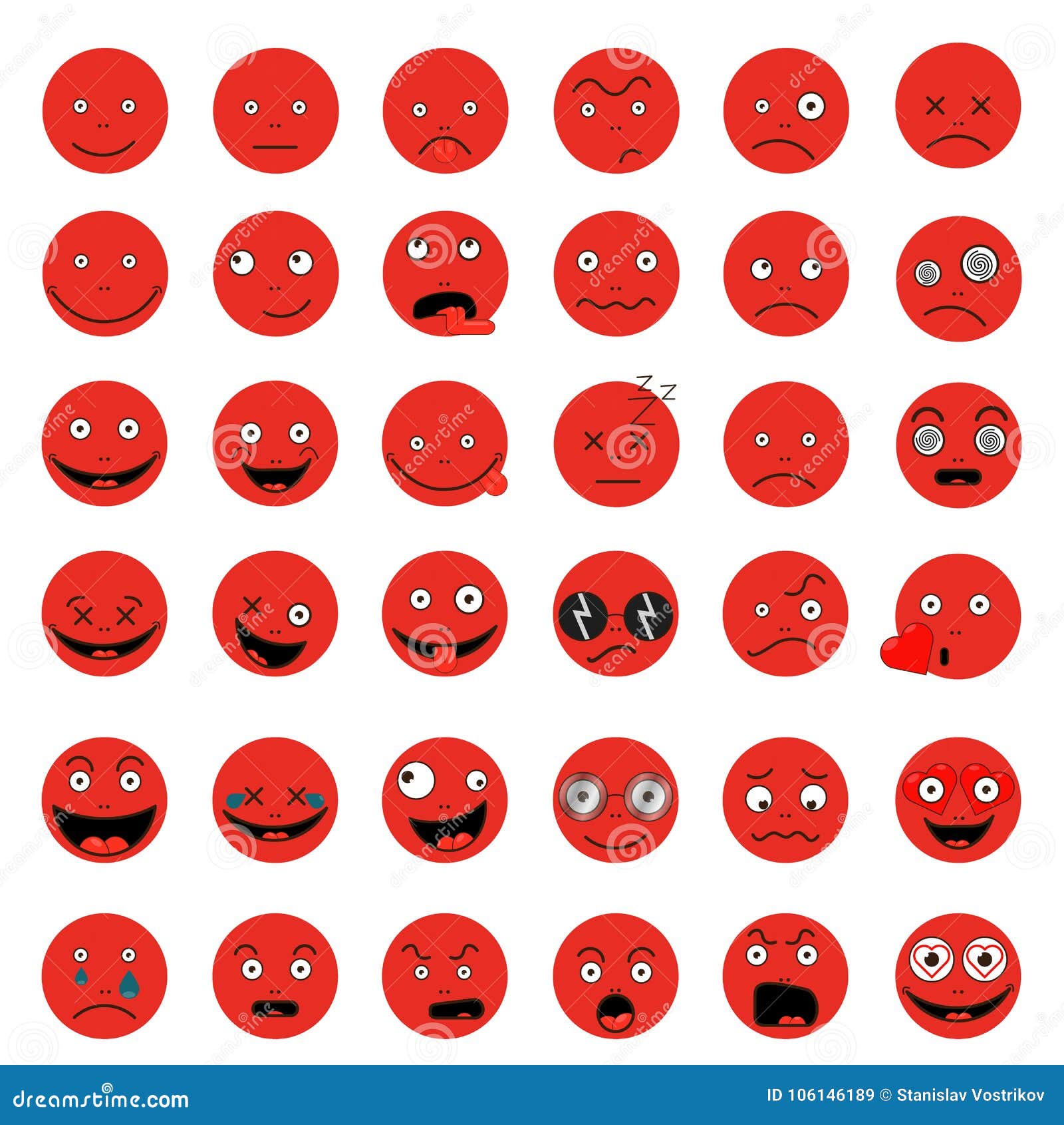 Smileys Funny Funny Red Vector EPS 10 Set Stock Vector - Illustration ...