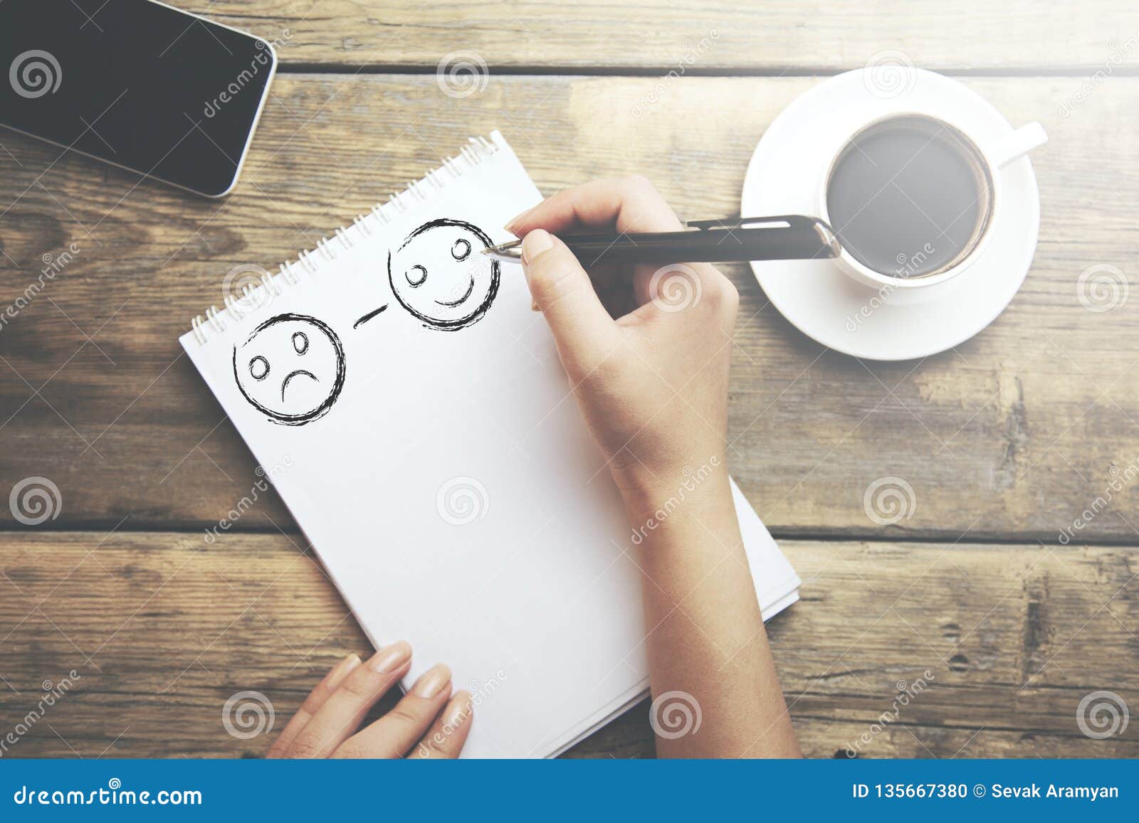 Smileys on notebook stock photo. Image of caucasian - 135667380