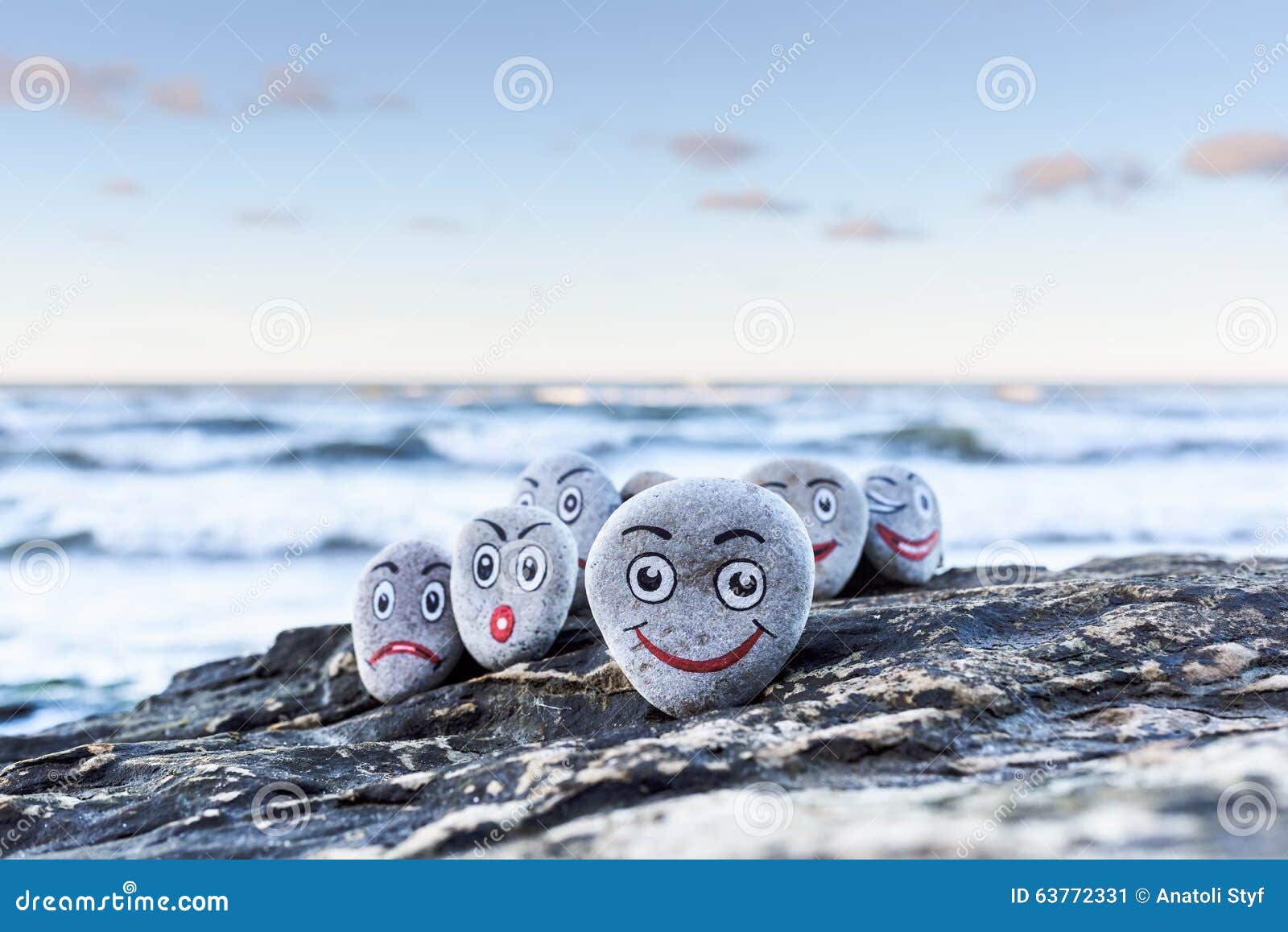 Smileys on pebbles stock image. Image of harmony, character - 63772331