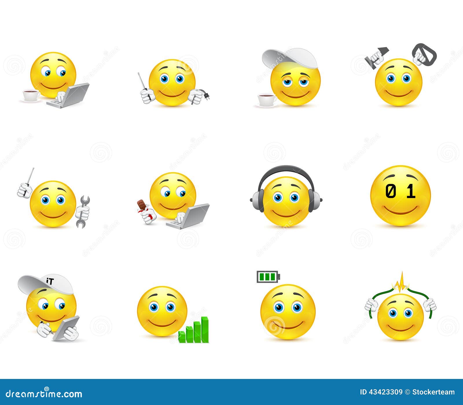 Smileys Representing Charging for the Body and Brain Stock Illustration ...