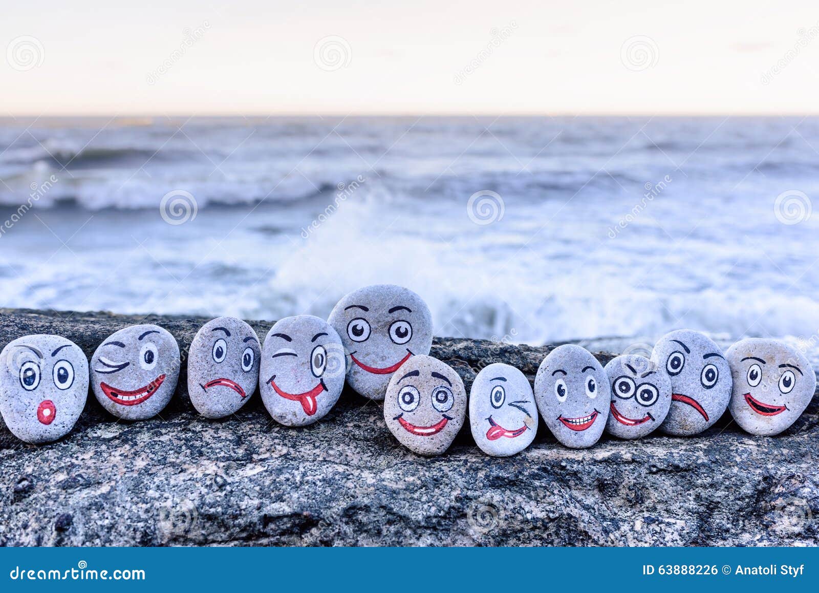Smileys on small stones stock photo. Image of cheerful - 63888226