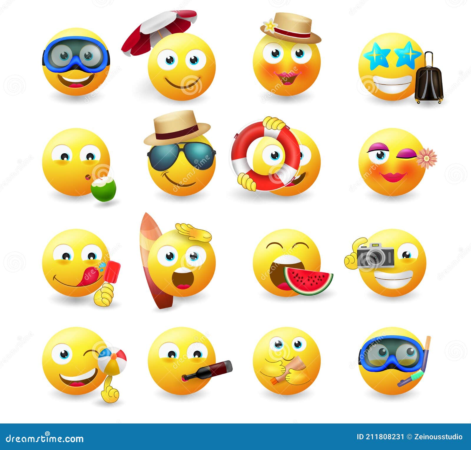 Smileys Summer Emoticon Vector Set Smiley Emoji In Yellow Icon With ... Smileys Summer Emoticon Vector Set Smiley Emoji In Yellow Icon With ...