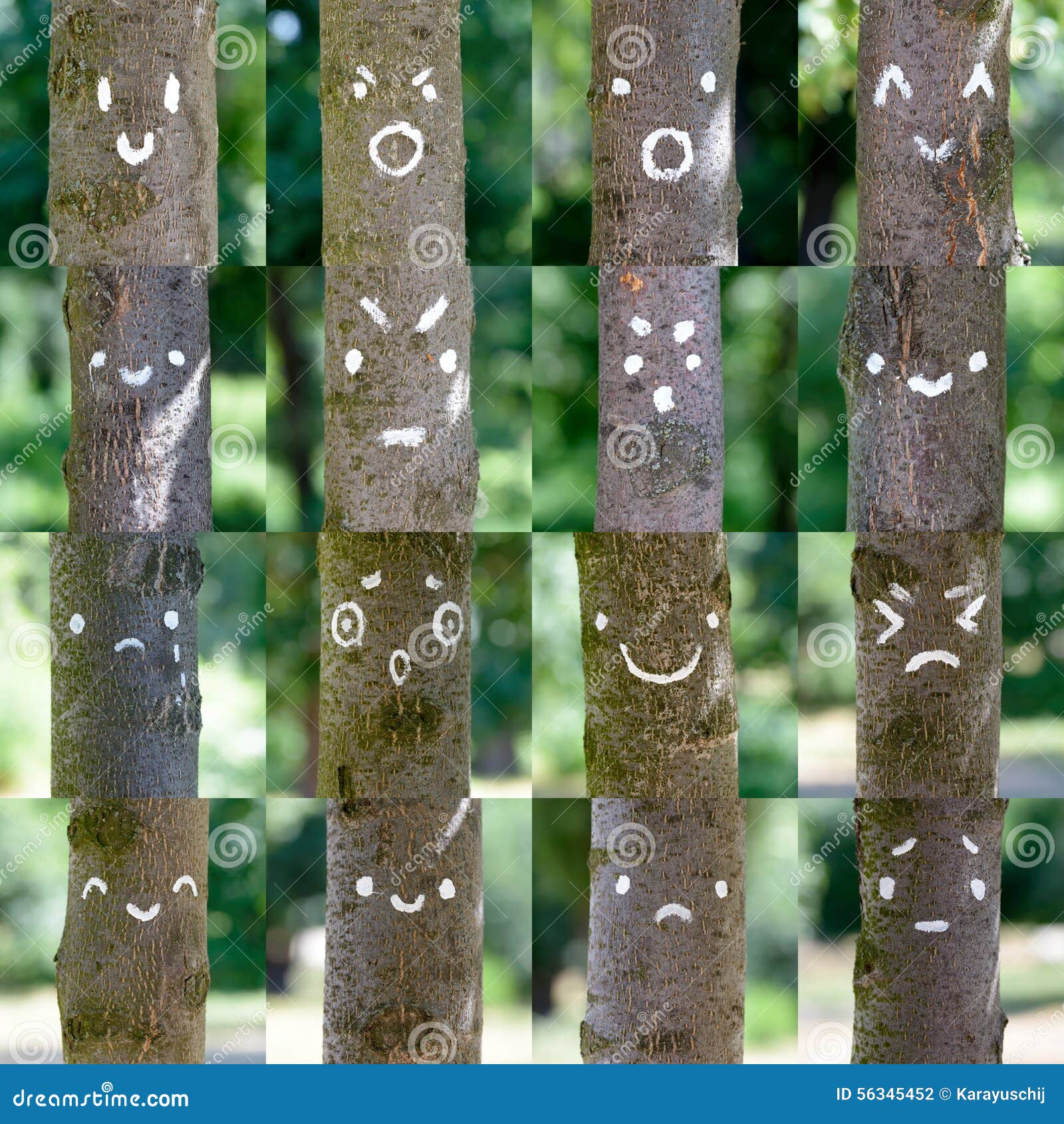 Smileys on Tree stock photo. Image of symbol, sadness - 56345452