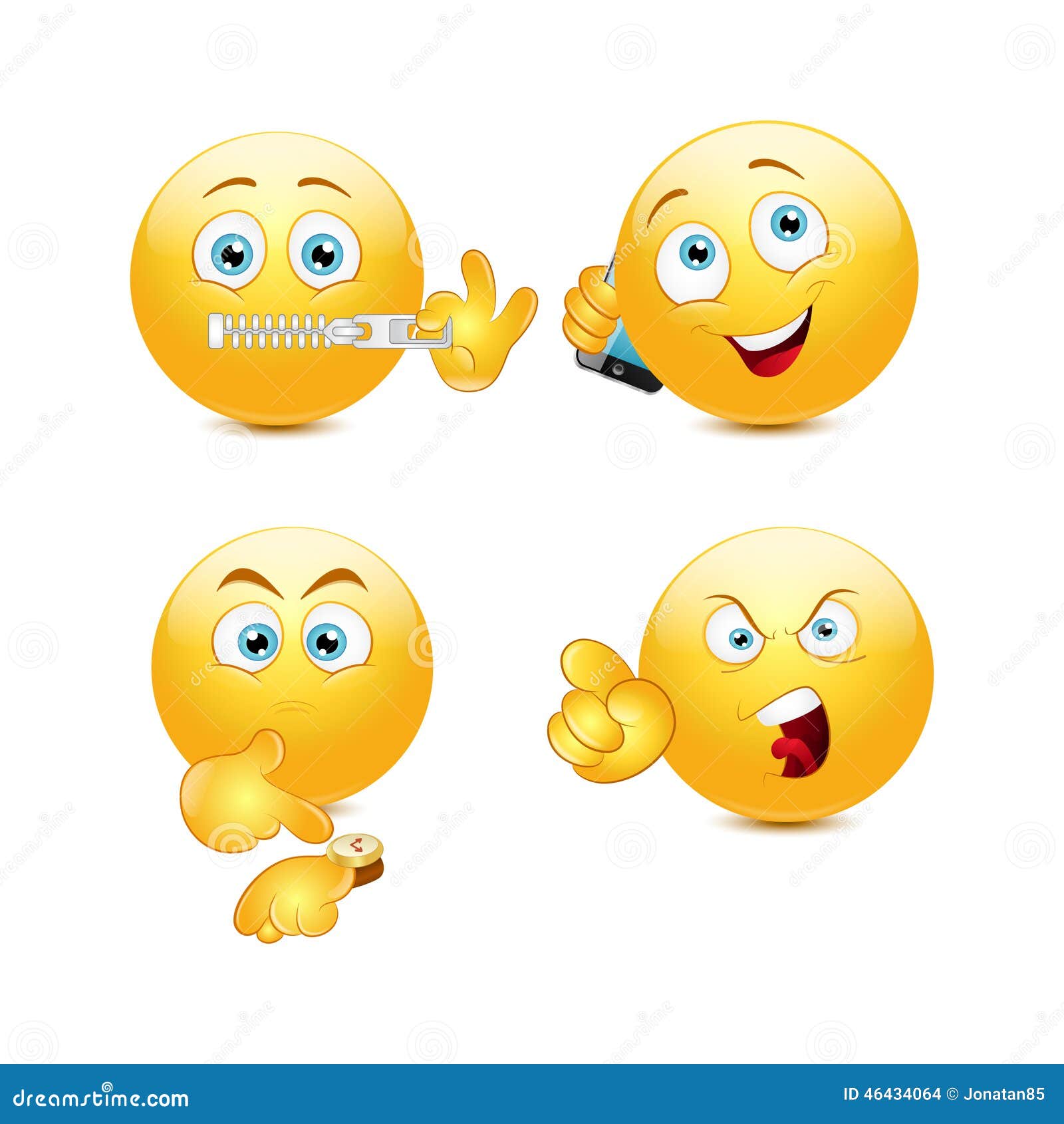 Smileysatz von vier stock abbildung. Illustration von getrennt - 46434064