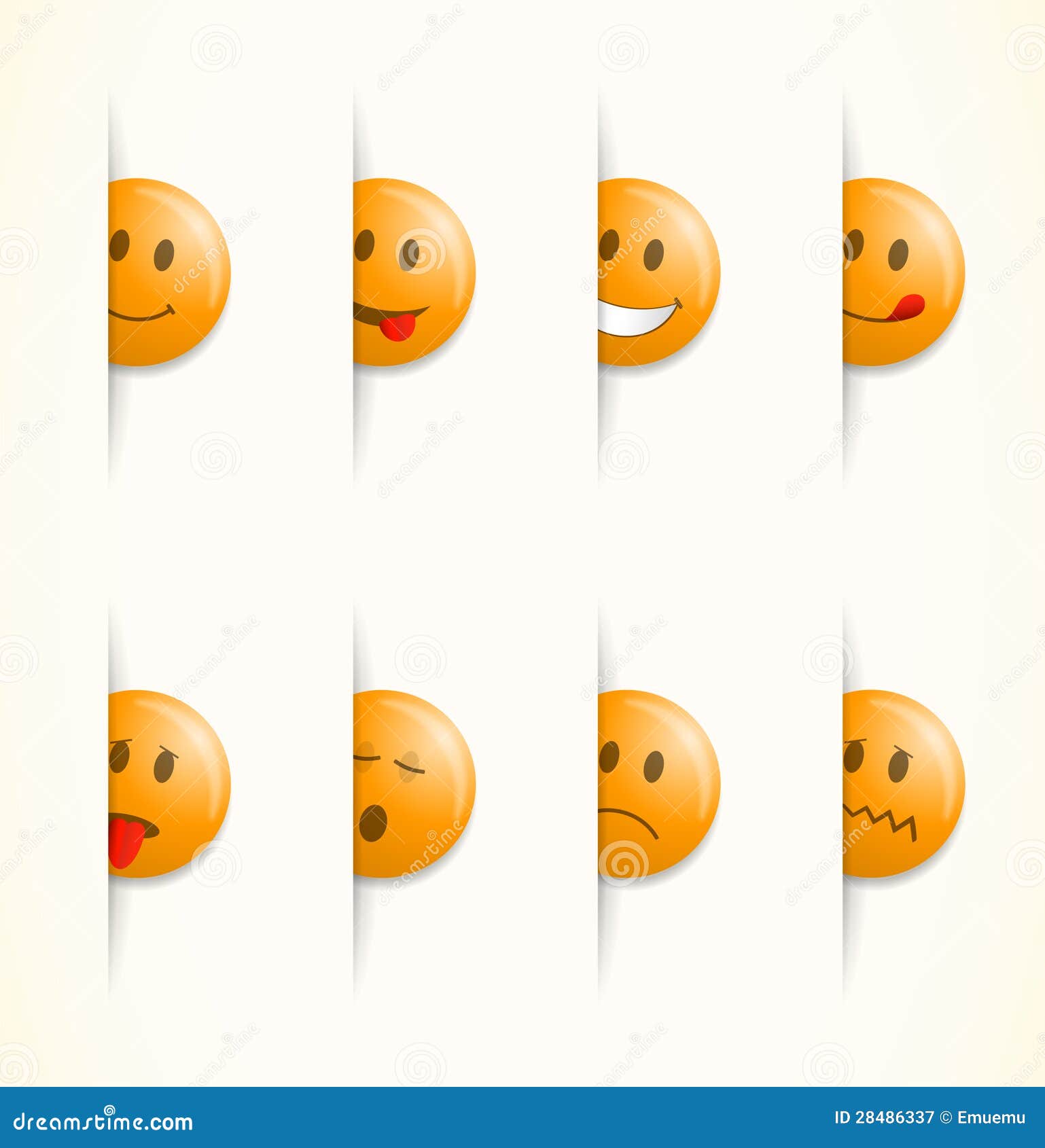 Eight Emoticons With Different Emotions And Inscriptions That ...