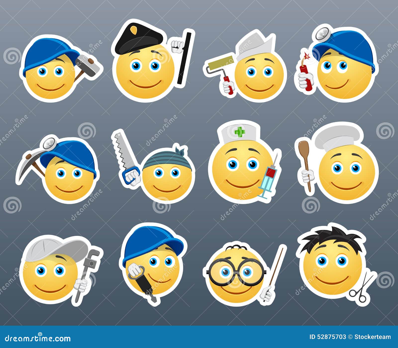 Smilies Different Professions Stock Illustration - Illustration of ...
