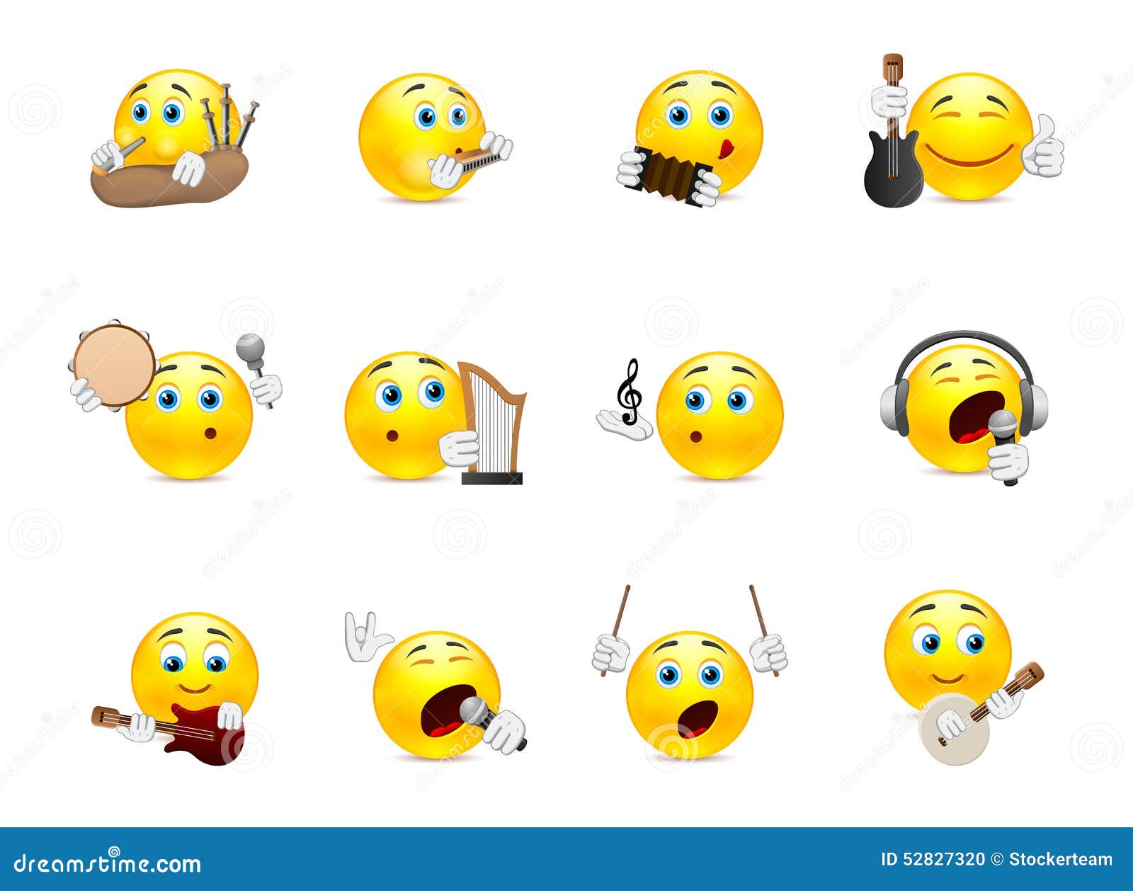 Smilies Muzikale Instrumenten Stock Illustratie - Illustration of ...