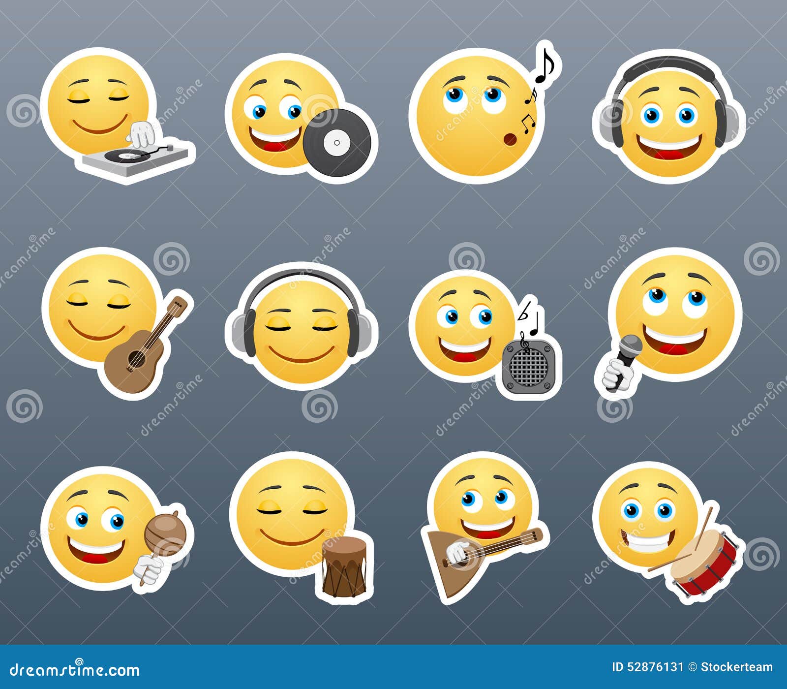Smilies Muzikale Instrumenten Stock Illustratie - Illustration of ...