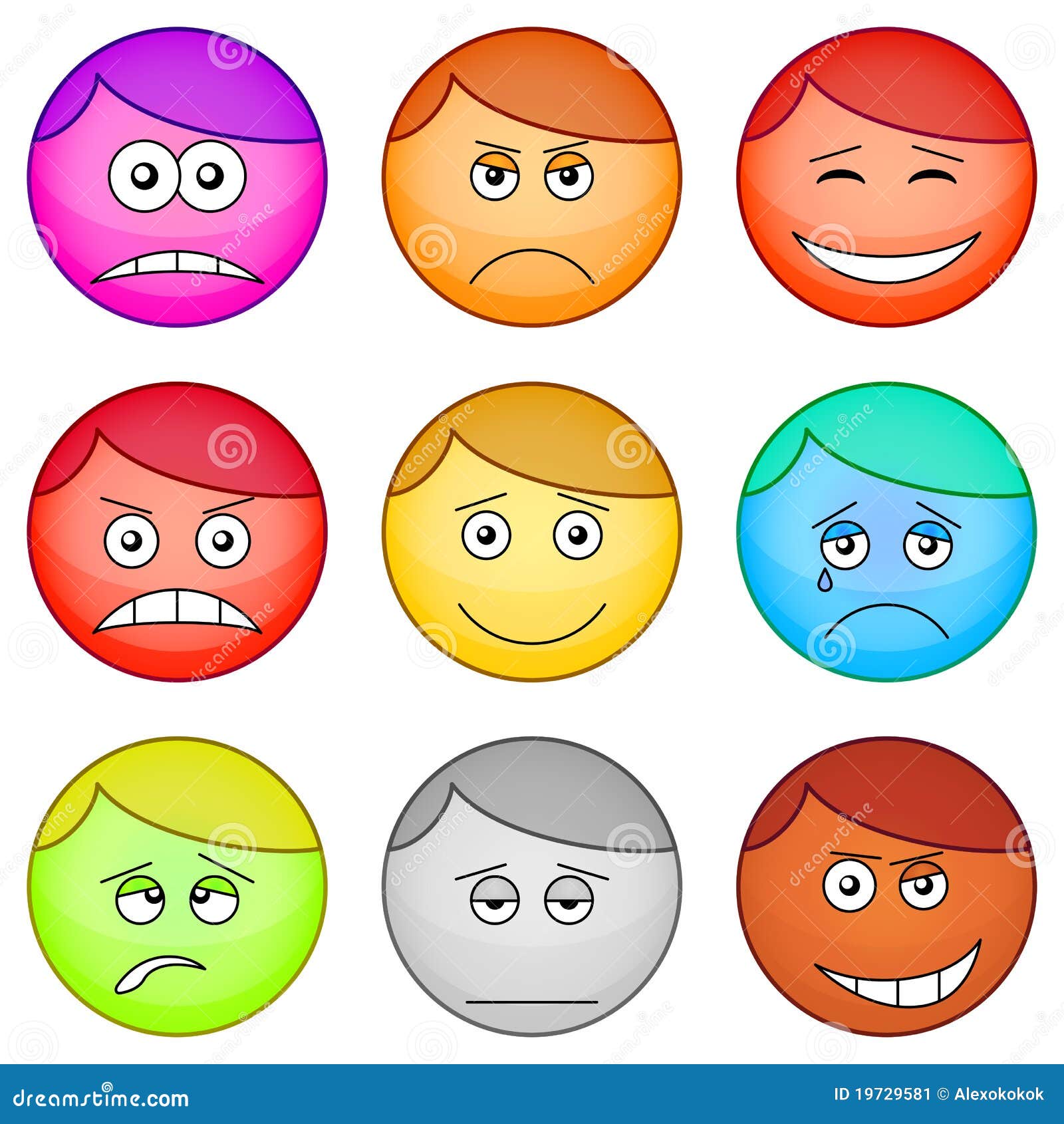 Smilies round, set stock vector. Illustration of expression - 19729581