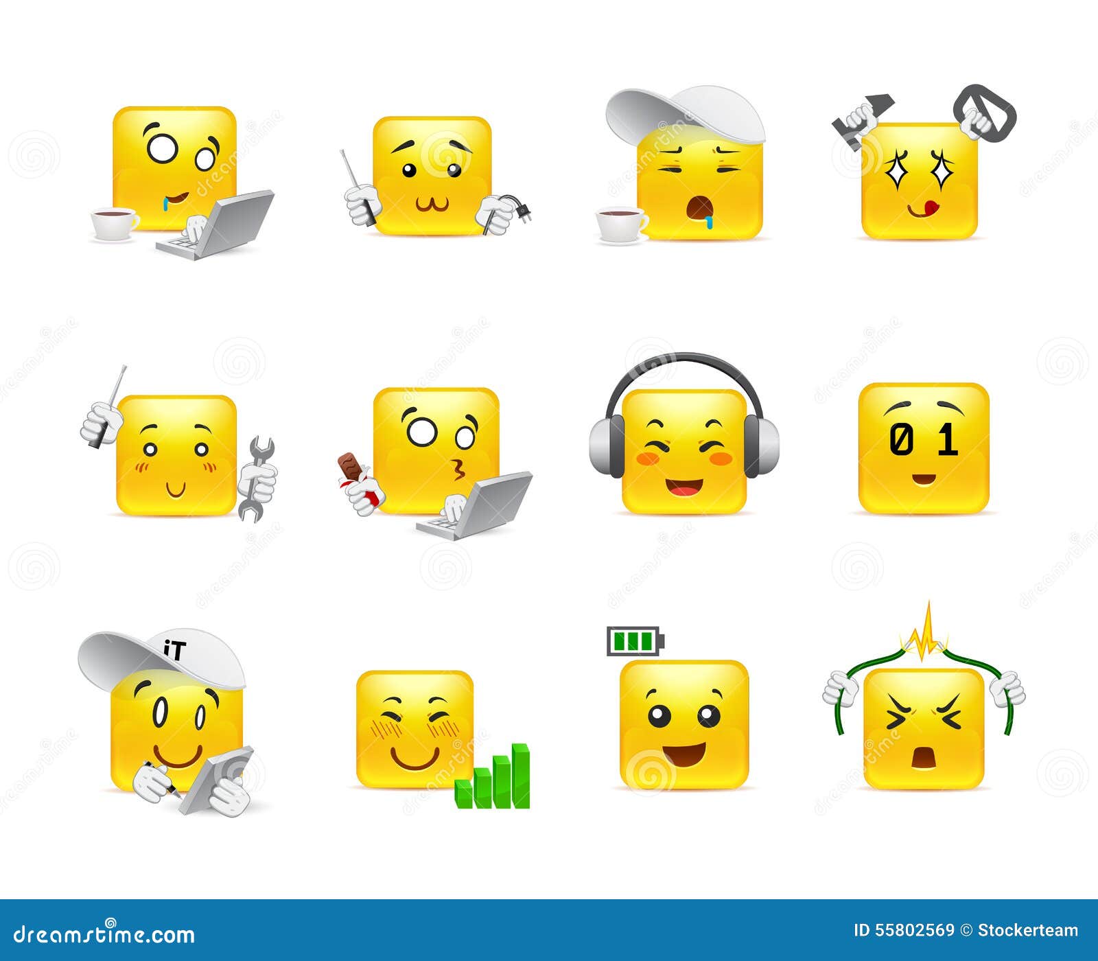 Smilies it system stock illustration. Illustration of emoticon - 55802569