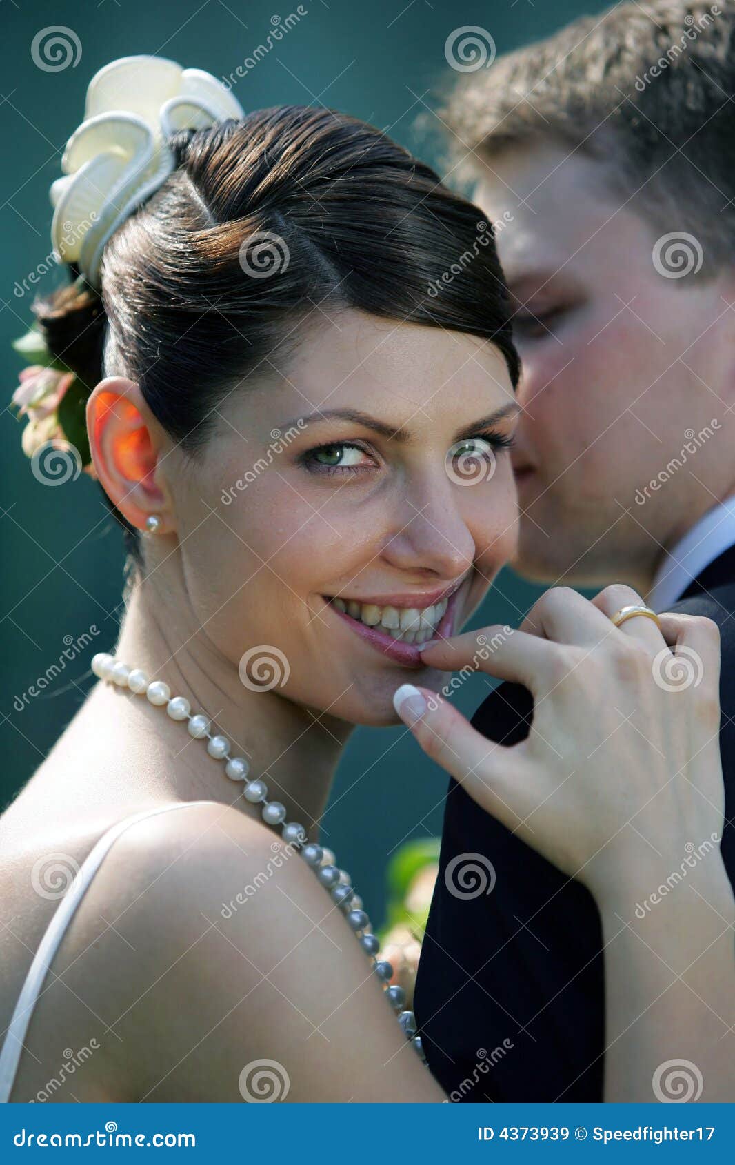 Smiliing bride stock image. Image of female, shouler, vertical - 4373939