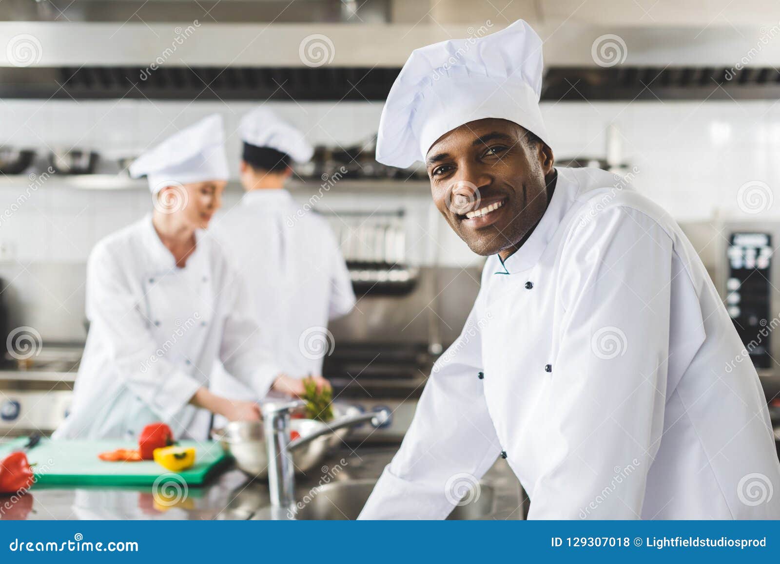 Smiling African American Chef Looking at Camera Stock Photo - Image of ...