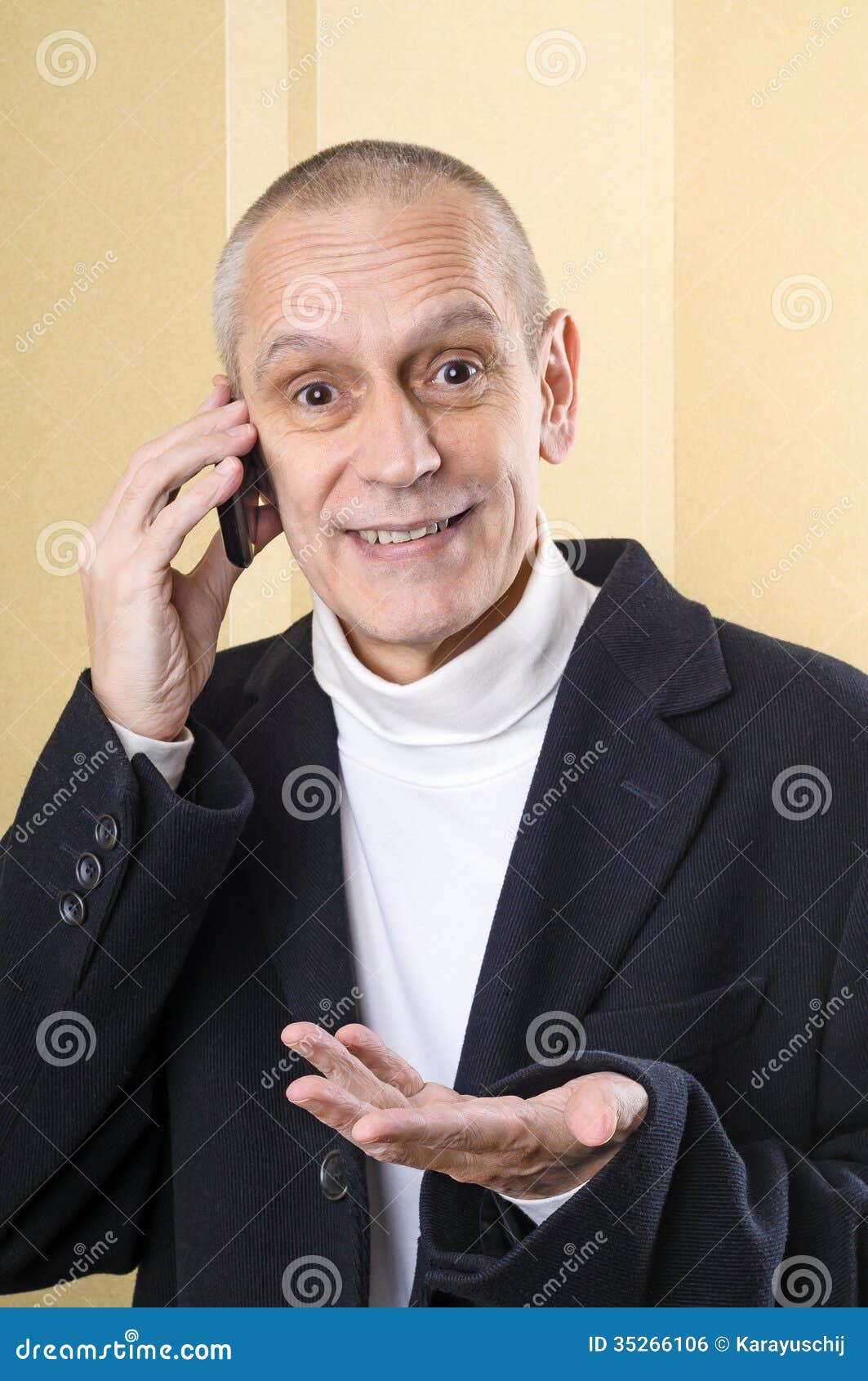 Smiling and Agreeable Man on Phone Stock Photo - Image of mobile, adult ...