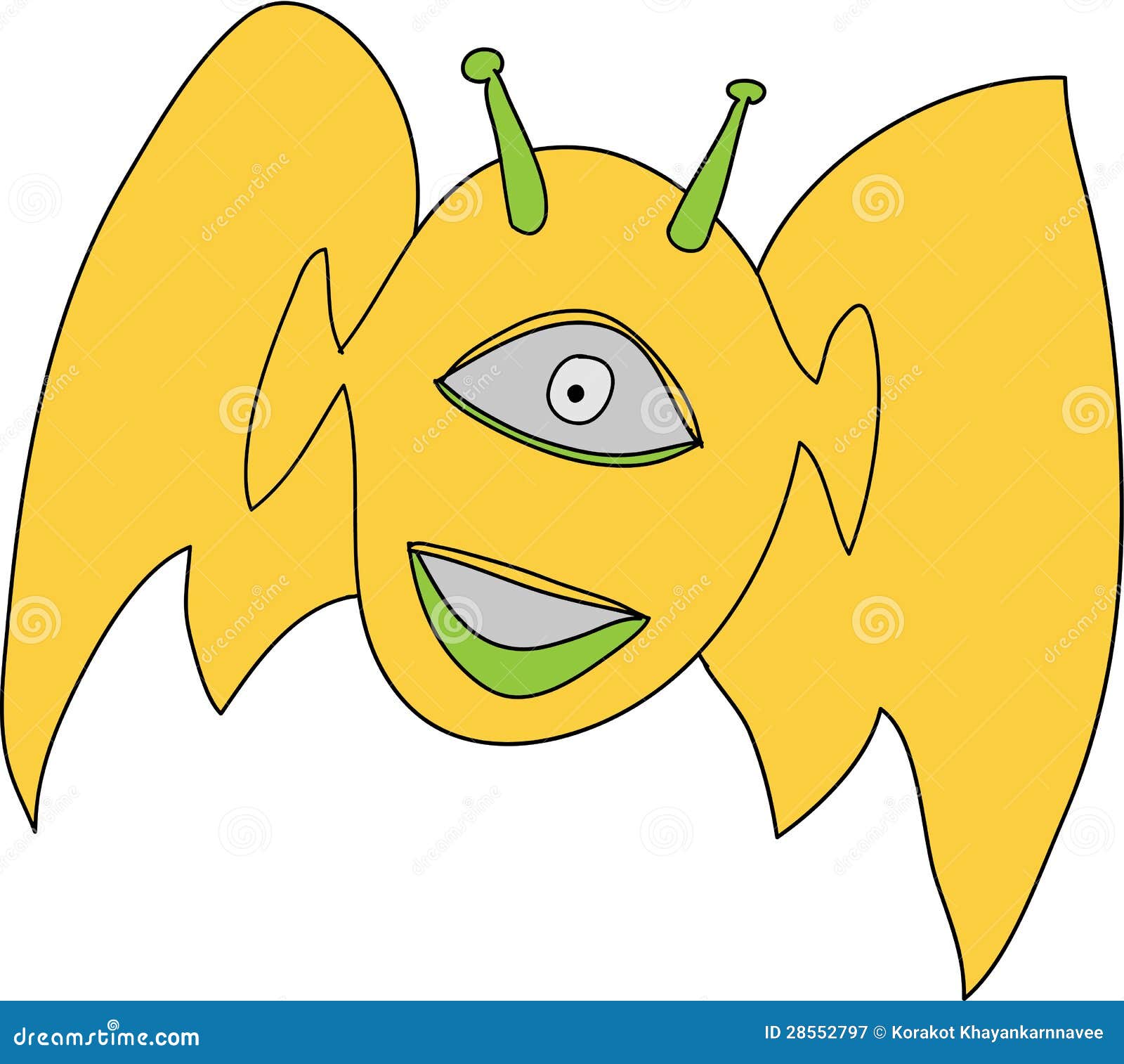 Smiling alien flying stock vector. Illustration of illustration - 28552797