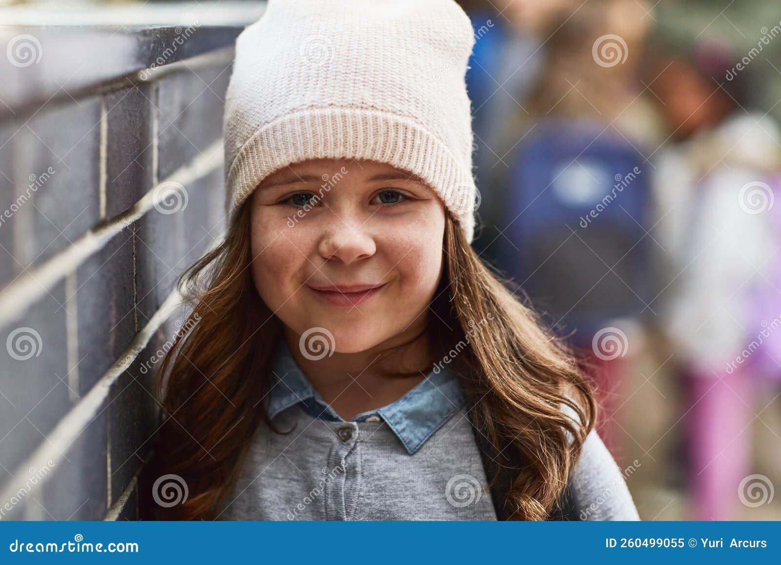 Smiling All the Way To Her Next Class. an Elementary School Girl in the ...