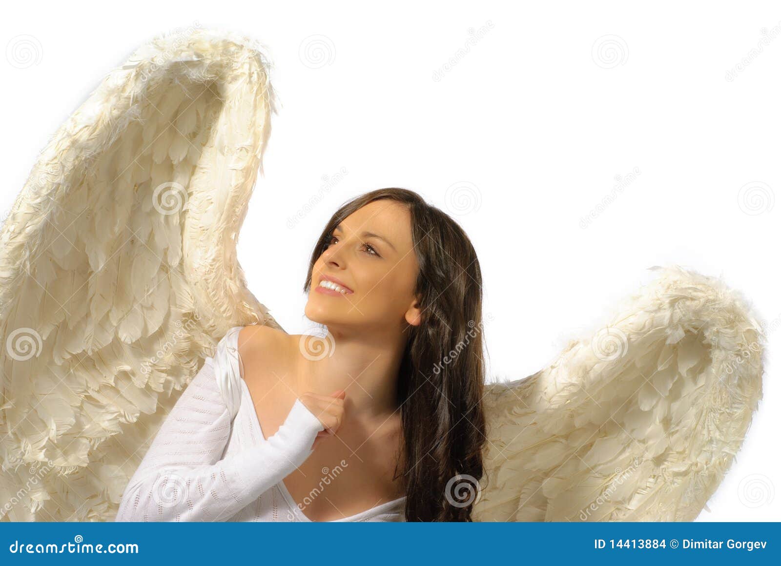 Smiling angel looking up stock photo. Image of fairy - 14413884