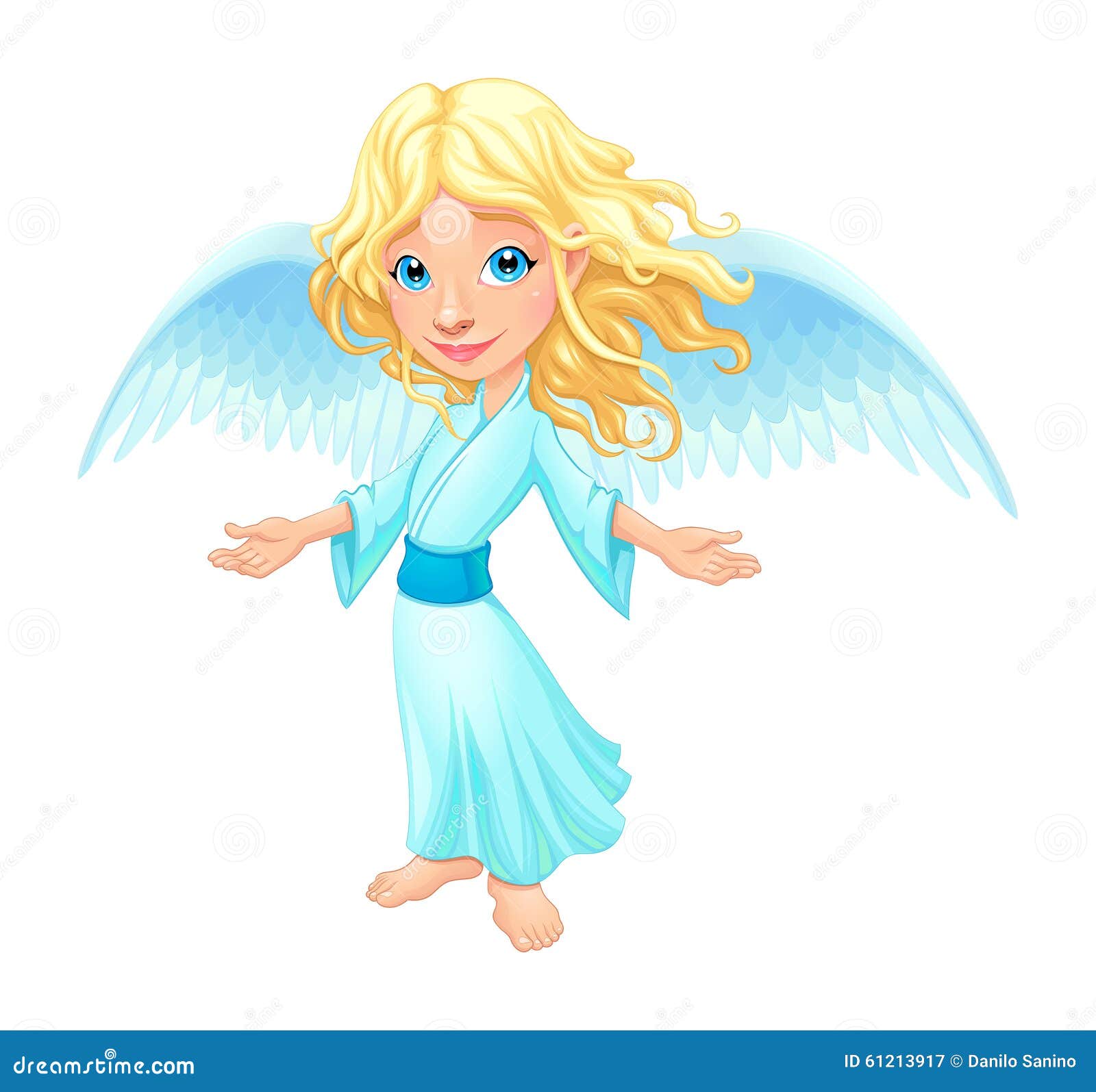 Smiling angel with wings stock vector. Illustration of light - 61213917