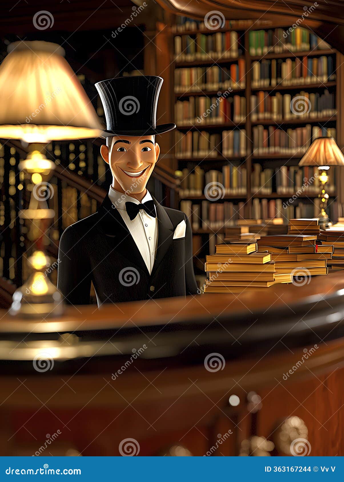 Smiling Concierge Or Porter Character Wearing Red Double Breasted ...