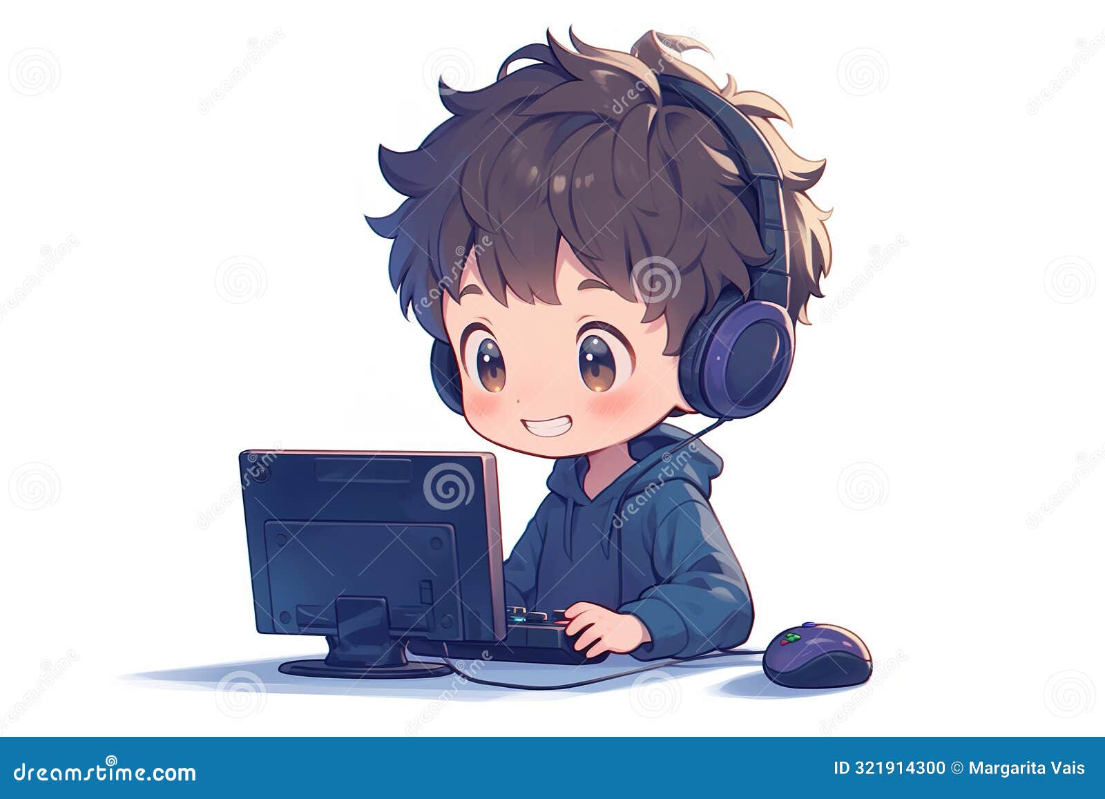Set Of Anime Chibi Avatar Emoticon Line Art Cartoon Vector ...