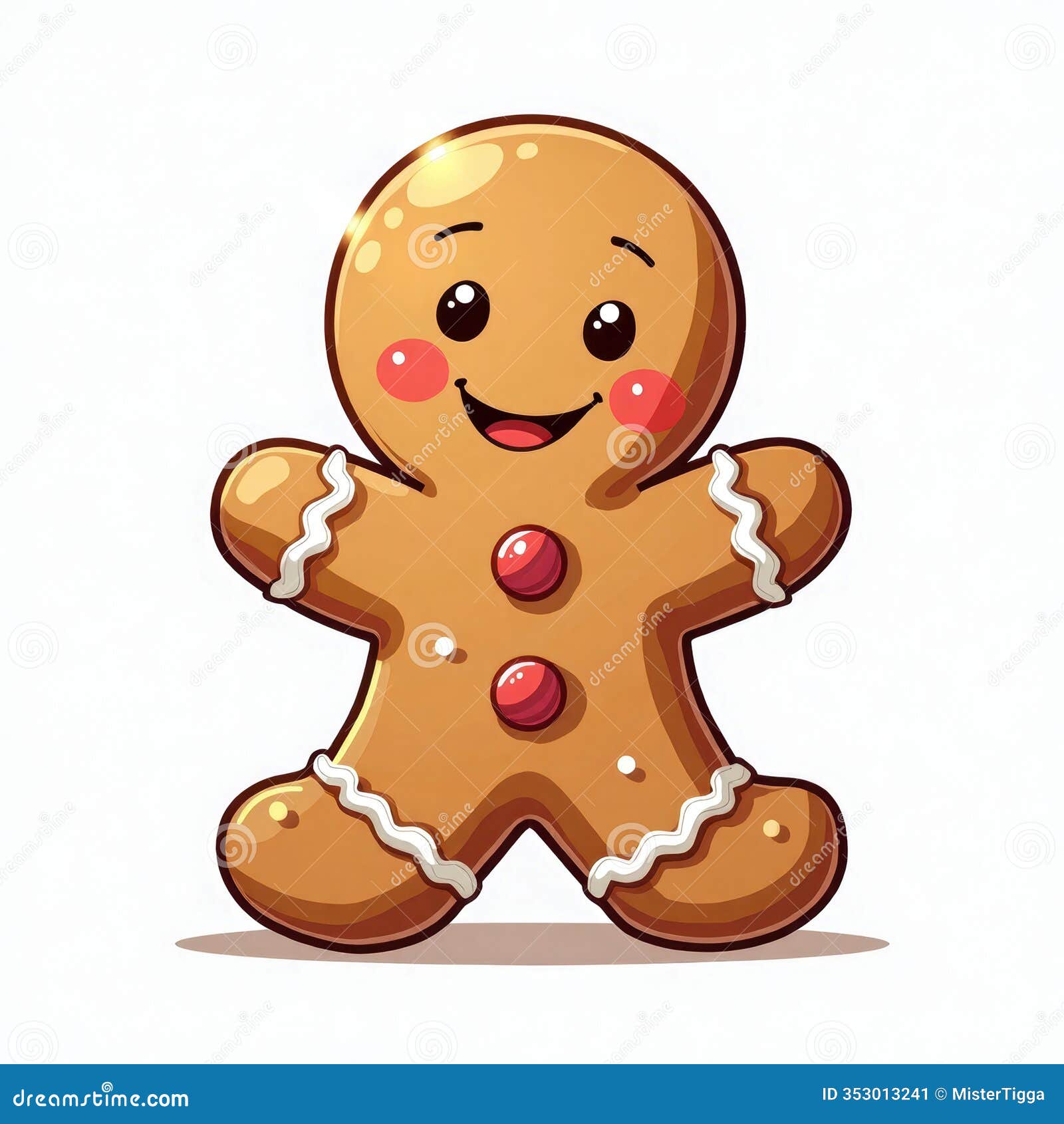A Smiling, Anthropomorphized Gingerbread Man, with Expressive Eyes and ...