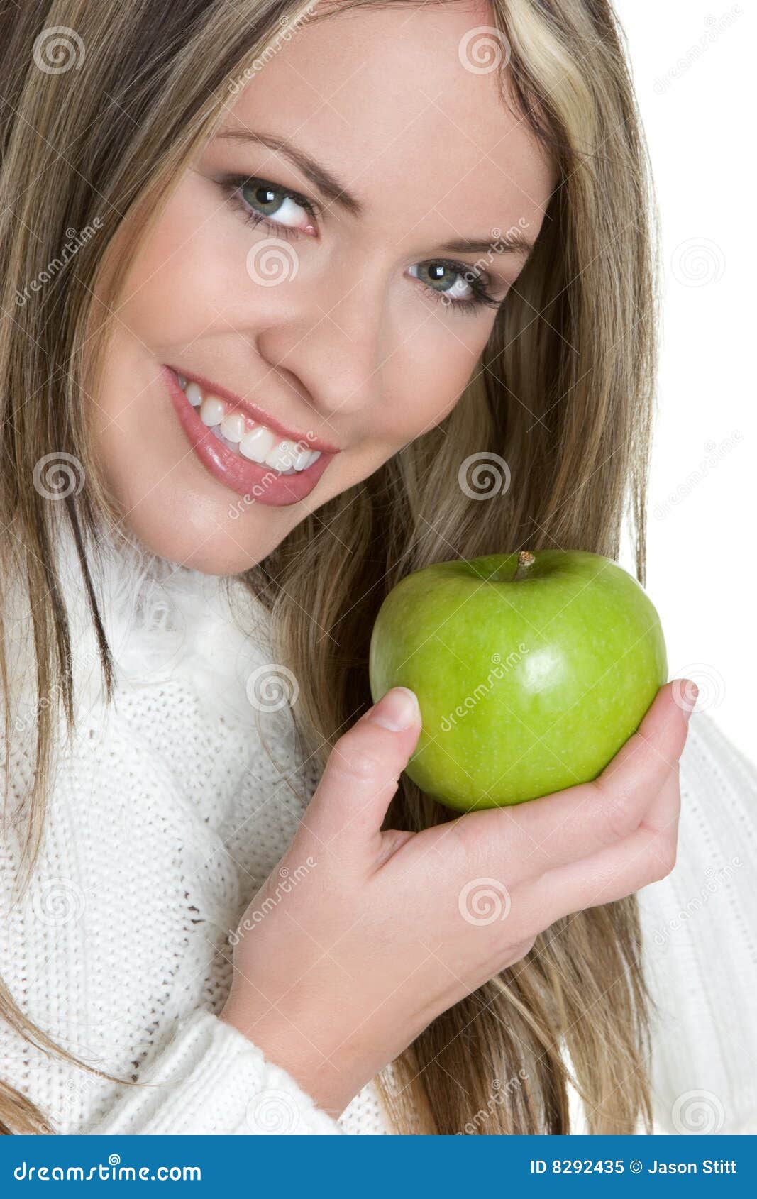 Smiling Apple Girl stock image. Image of isolated, eating - 8292435