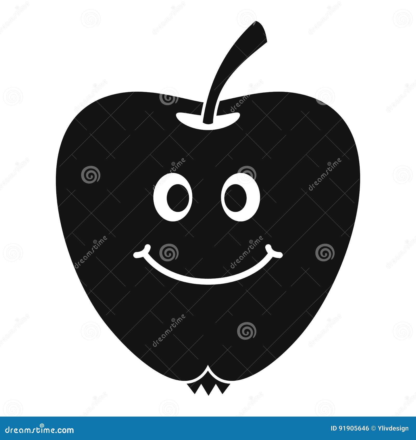 Smiling apple icon simple stock vector. Illustration of food - 91905646