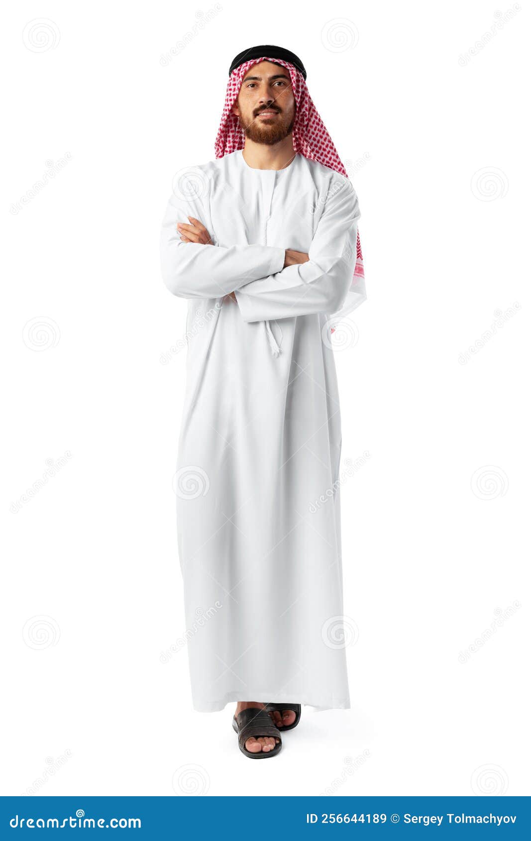 Smiling Arab Man while Standing in an Isolated White Studio Stock Image ...