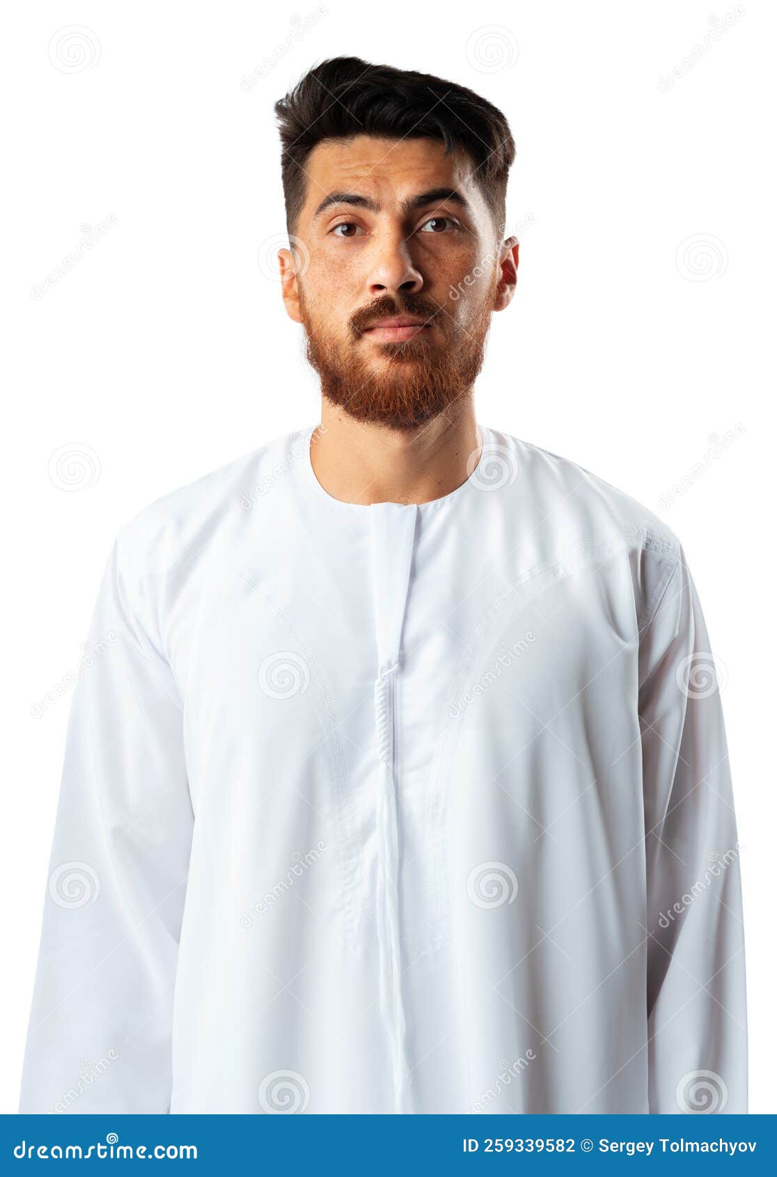 Smiling Arab Man while Standing in an Isolated White Studio Stock Photo ...
