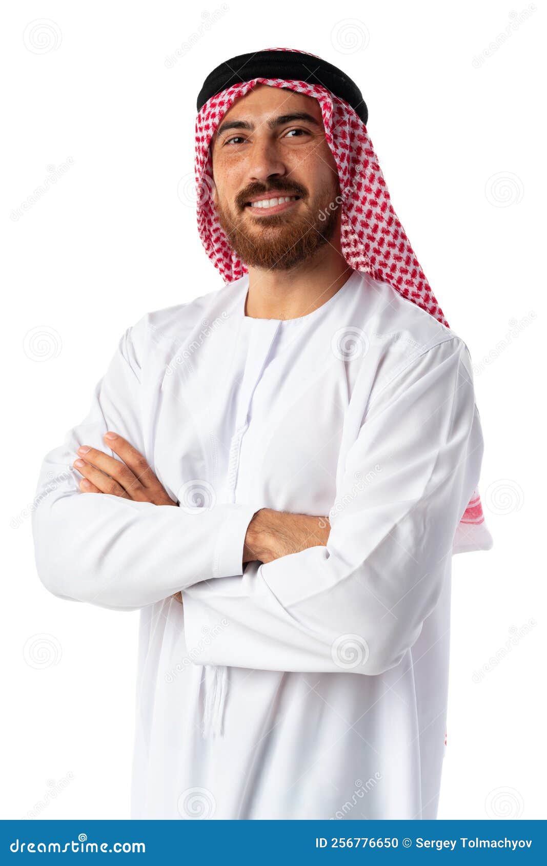 Smiling Arab Man while Standing in a White Studio Stock Photo - Image ...