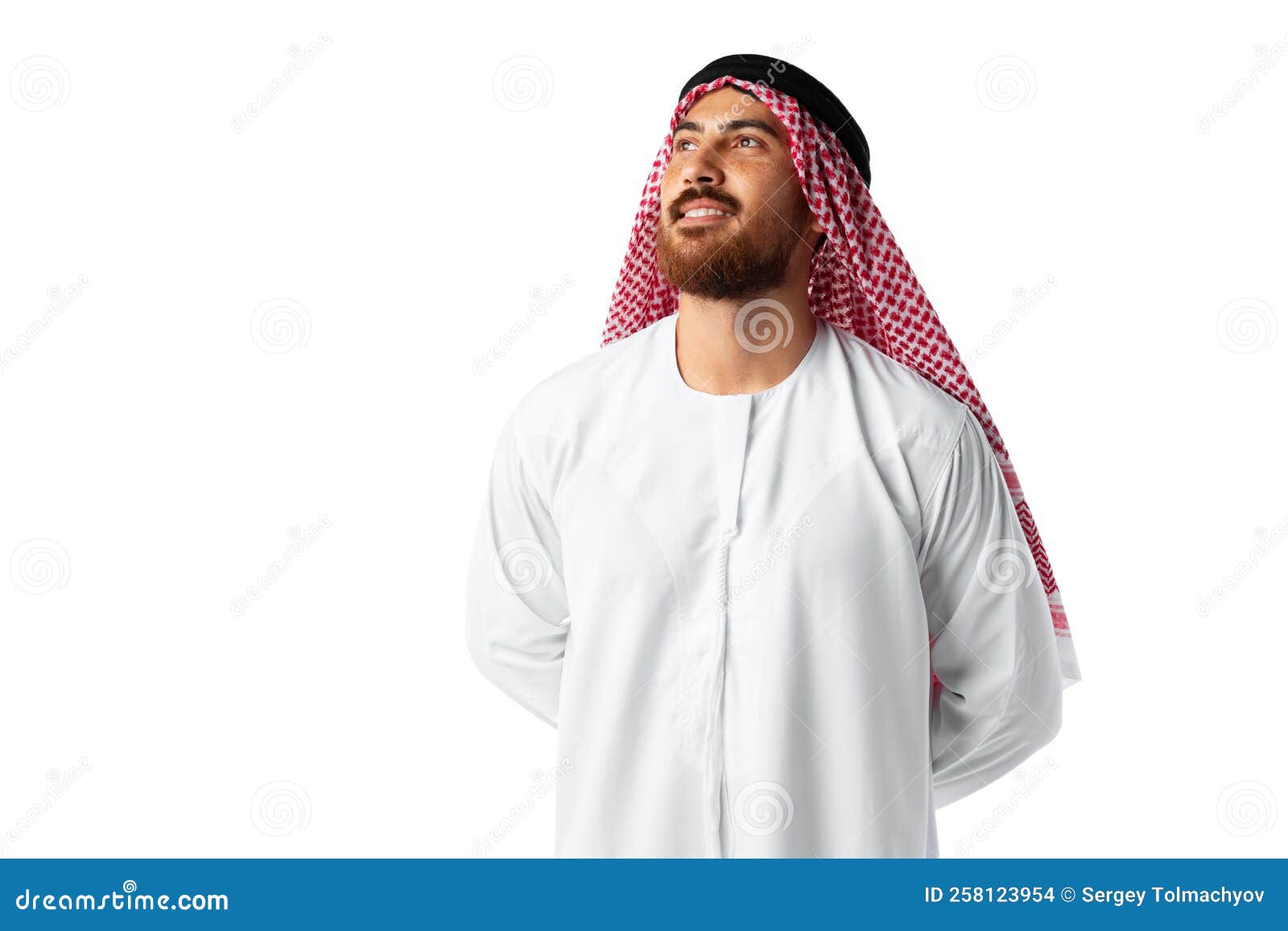 Smiling Arab Man while Standing in a White Studio Stock Photo - Image ...