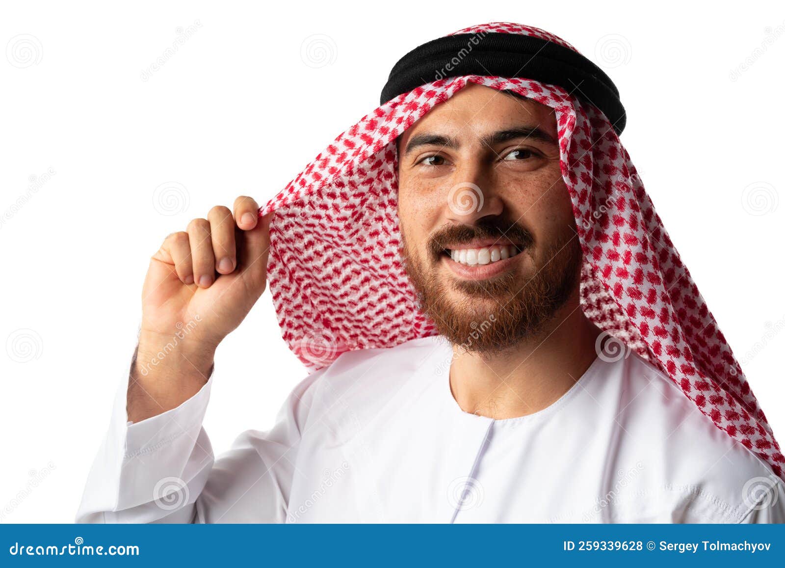 Smiling Arab Man while Standing in a White Studio Stock Photo - Image ...