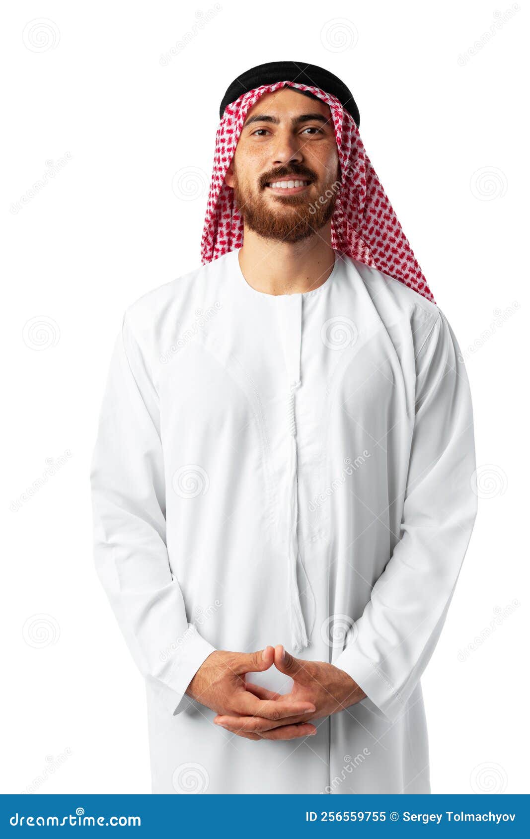 Smiling Arab Man while Standing in a White Studio Stock Image - Image ...