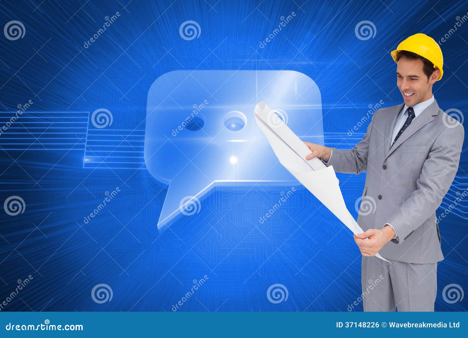 Smiling Architect with Hard Hat Looking at Plans Stock Photo - Image of ... Smiling Architect with Hard Hat Looking at Plans Stock Photo - Image of ...