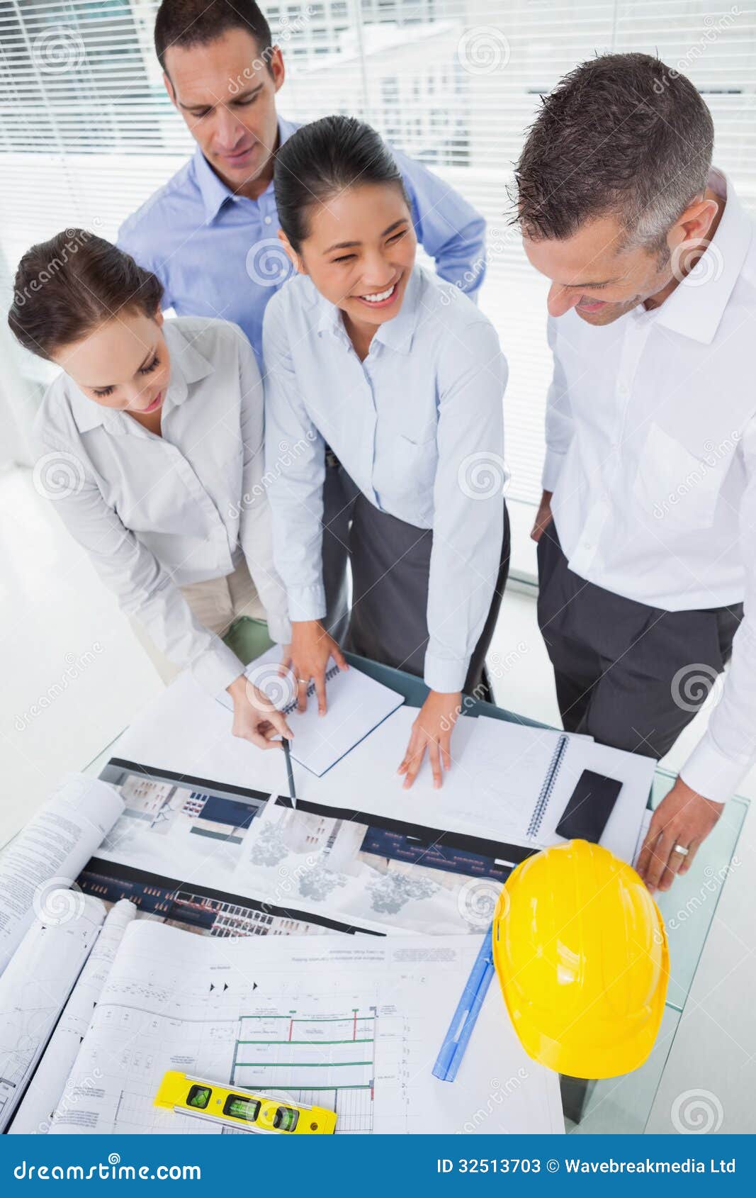 Smiling Architect Team Working Together Stock Image - Image of ...