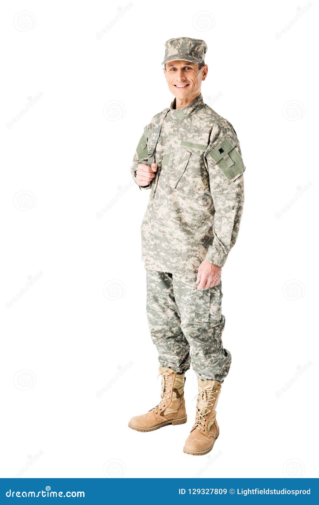 Smiling Army Soldier in Uniform Stock Image - Image of copyspace ...