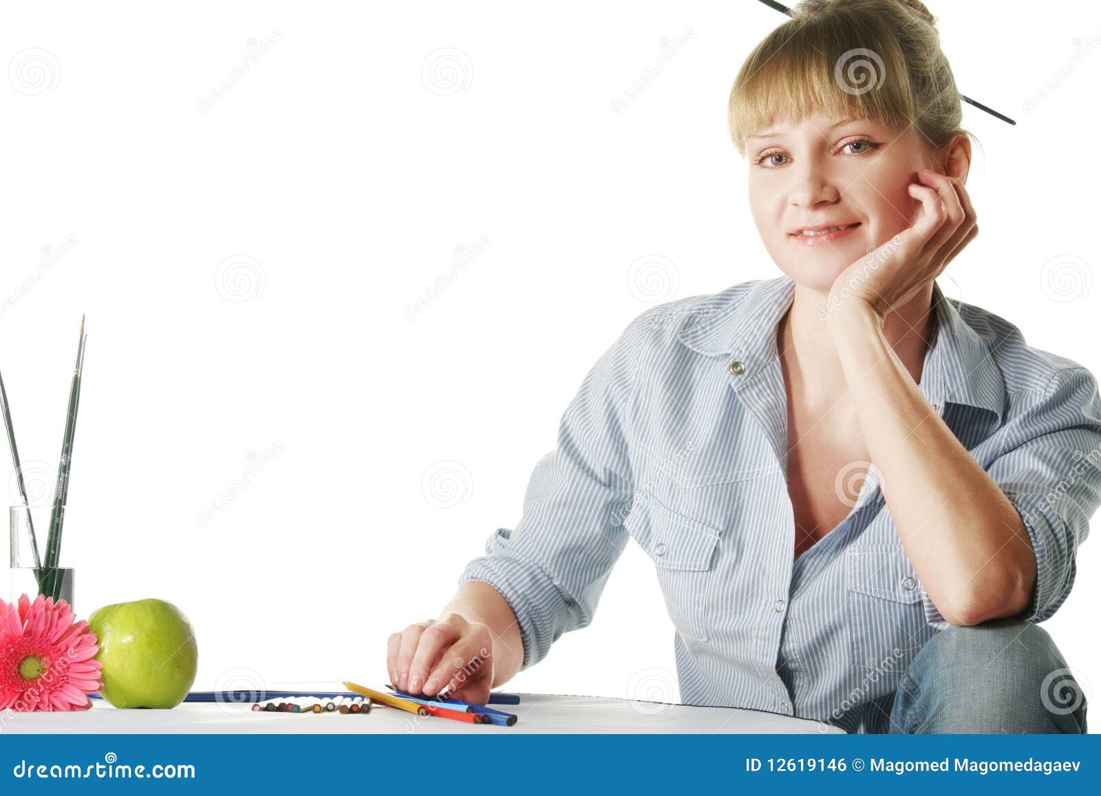 Smiling artist stock photo. Image of caucasian, blond - 12619146