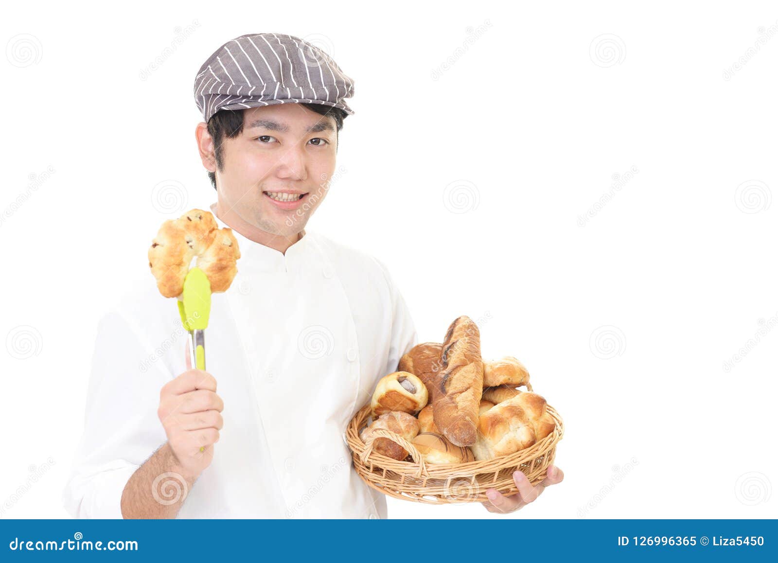 Smiling Asian baker stock image. Image of delicious - 126996365