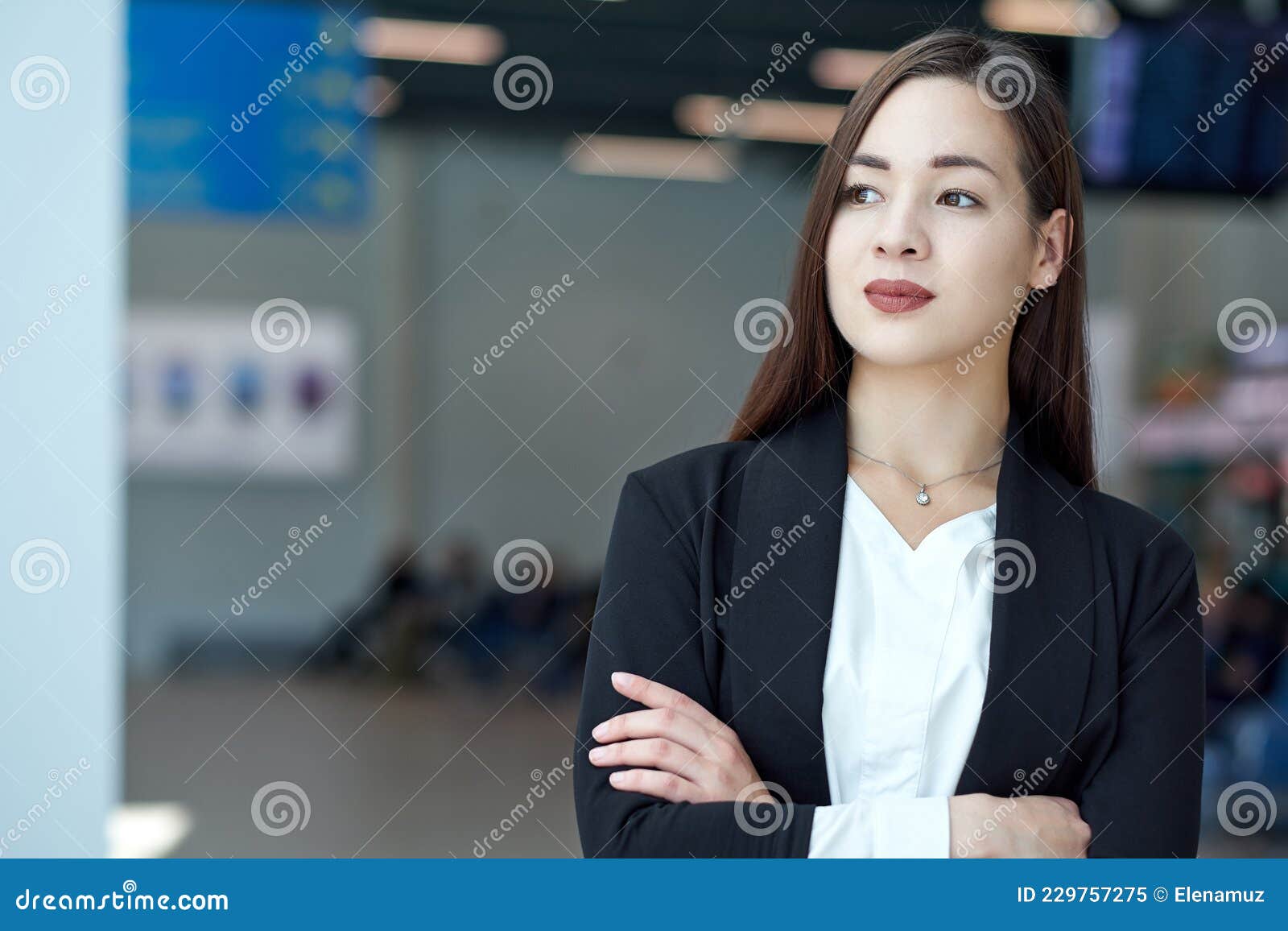 Smiling Asian Business Woman in Modern Office or Meeting Room. Crossed ... Smiling Asian Business Woman in Modern Office or Meeting Room. Crossed ...