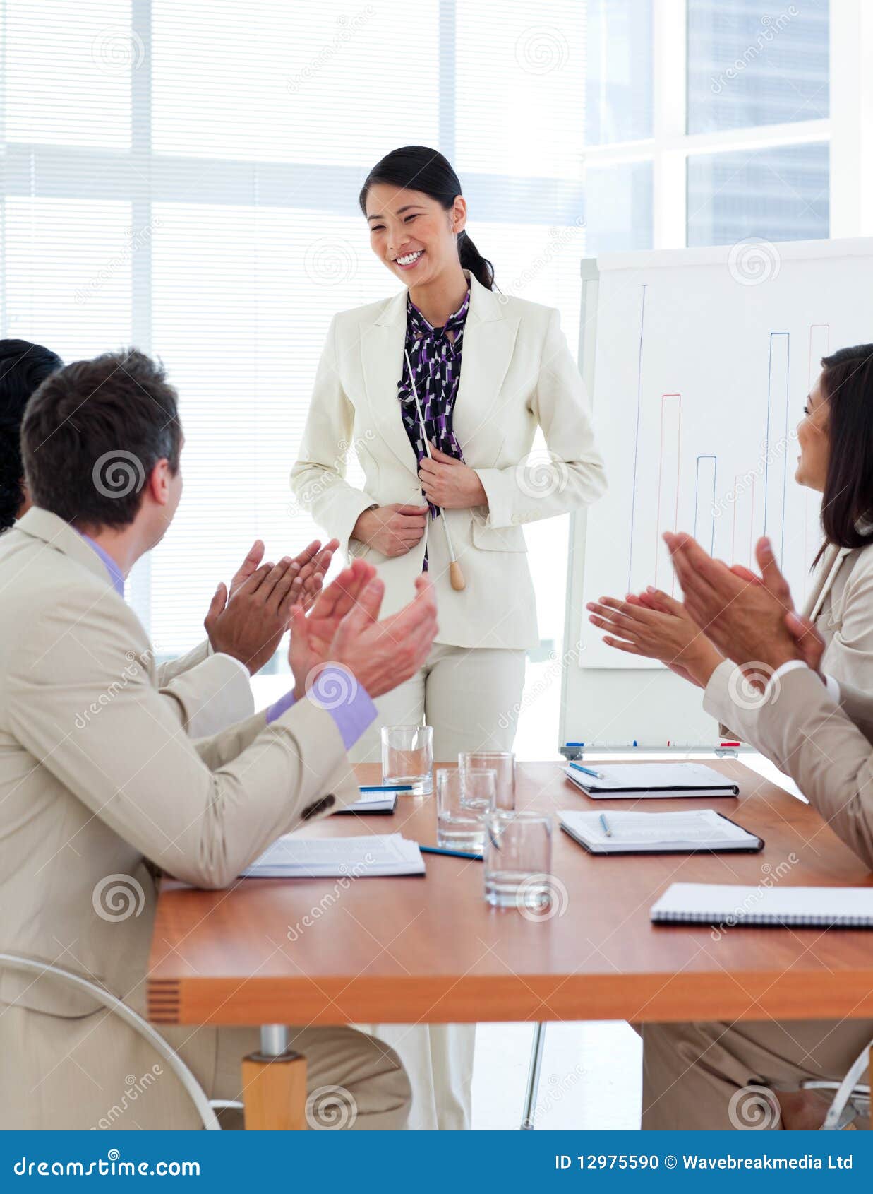 Smiling Asian Businesswoman Doing a Presentation Stock Photo - Image of ...