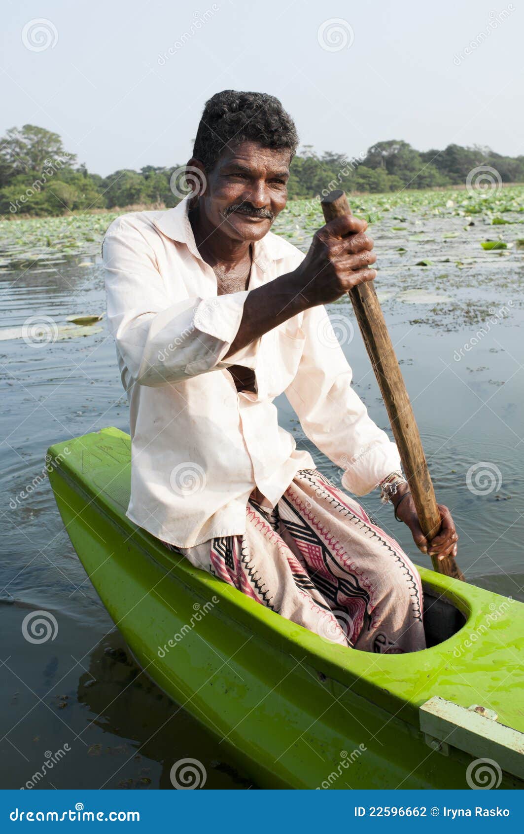 Smiling Asian Man Row a Small Traditional Boat Editorial Photography ...