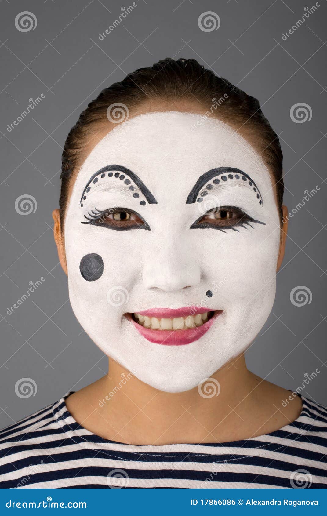 Smiling Asian Mime Looking To the Camera Stock Photo - Image of ...